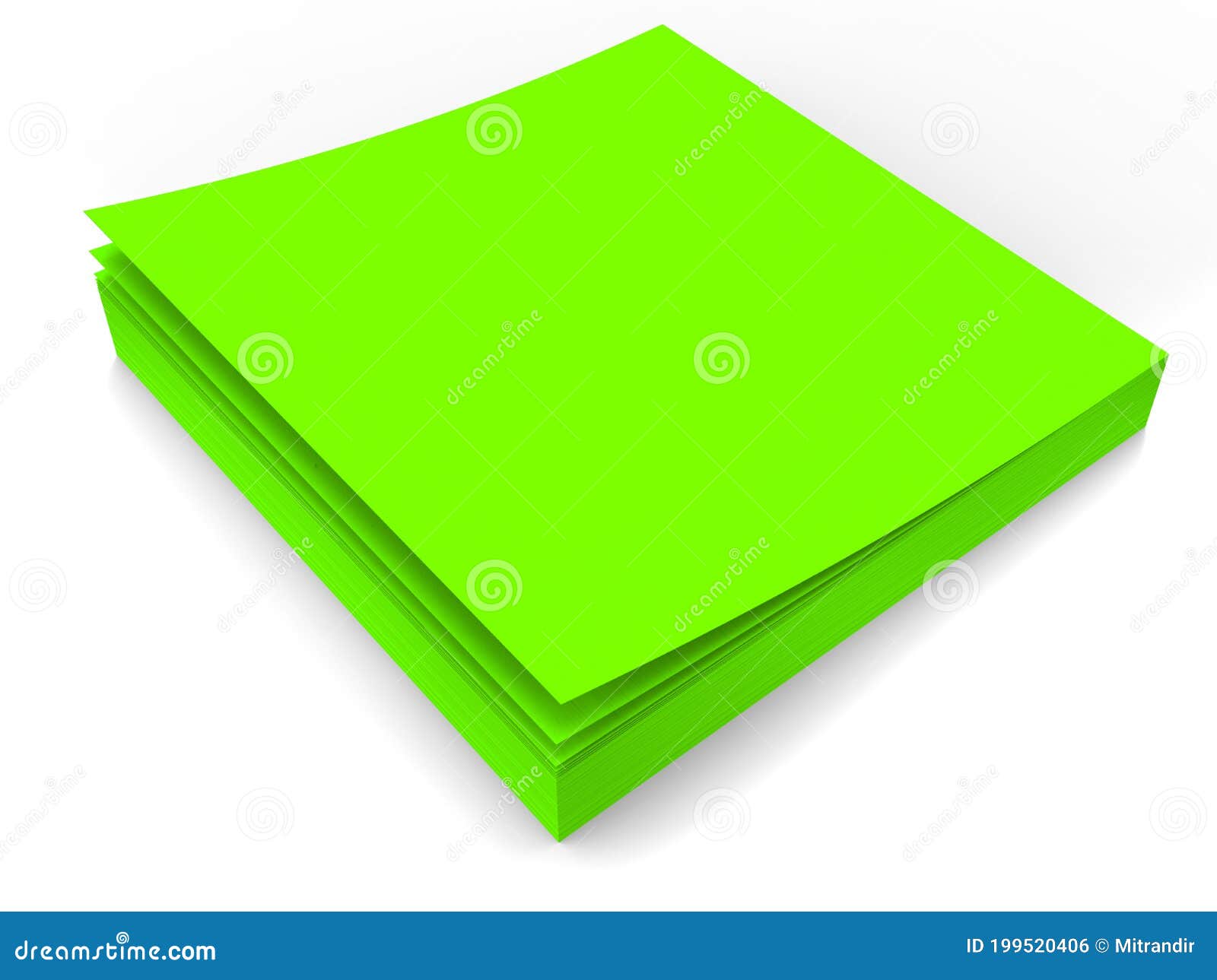 Small Block of Bright Green Sticky Notes Stock Illustration ...