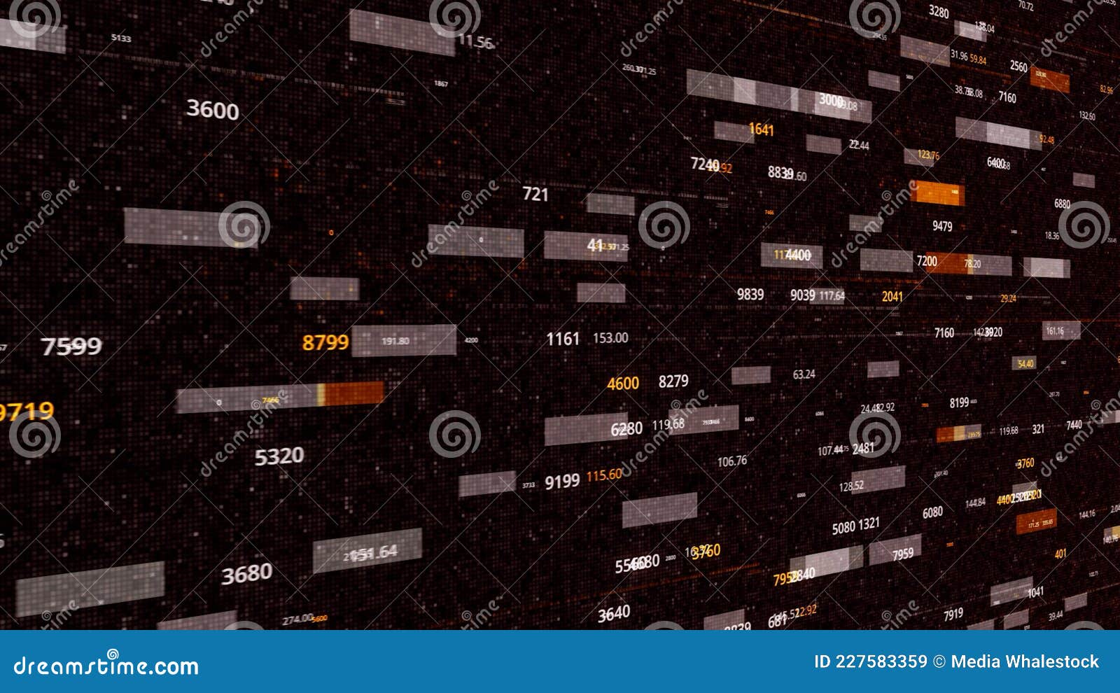 Small Blocks of Data and Numbers Flowing on a Dark Background, Seamless Loop. Animation Stock ...