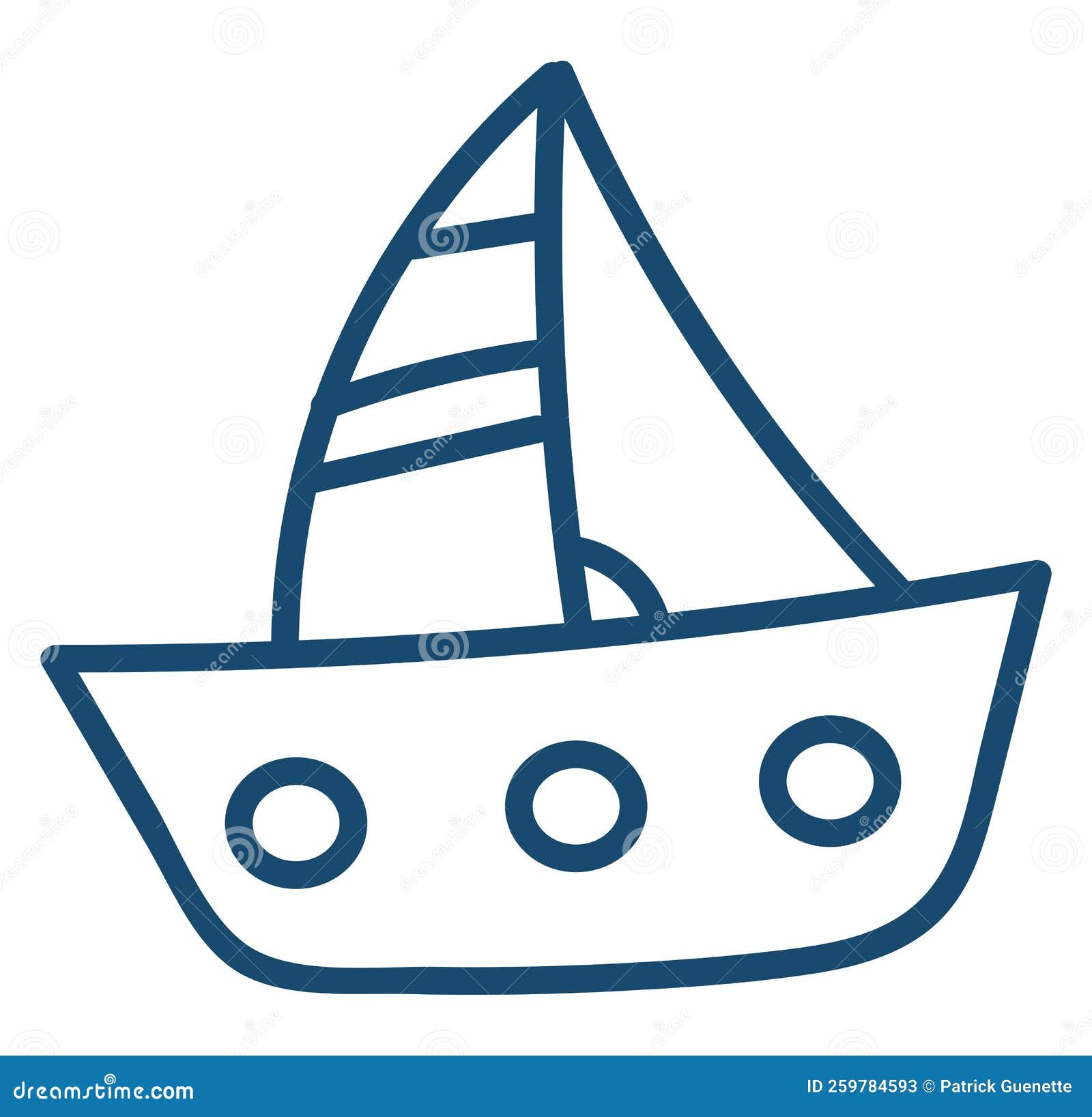 Small blue boat, icon stock vector. Illustration of vacation - 259784593