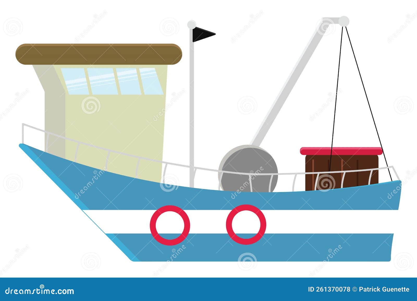 Small blue boat, icon stock vector. Illustration of symbol - 261370078
