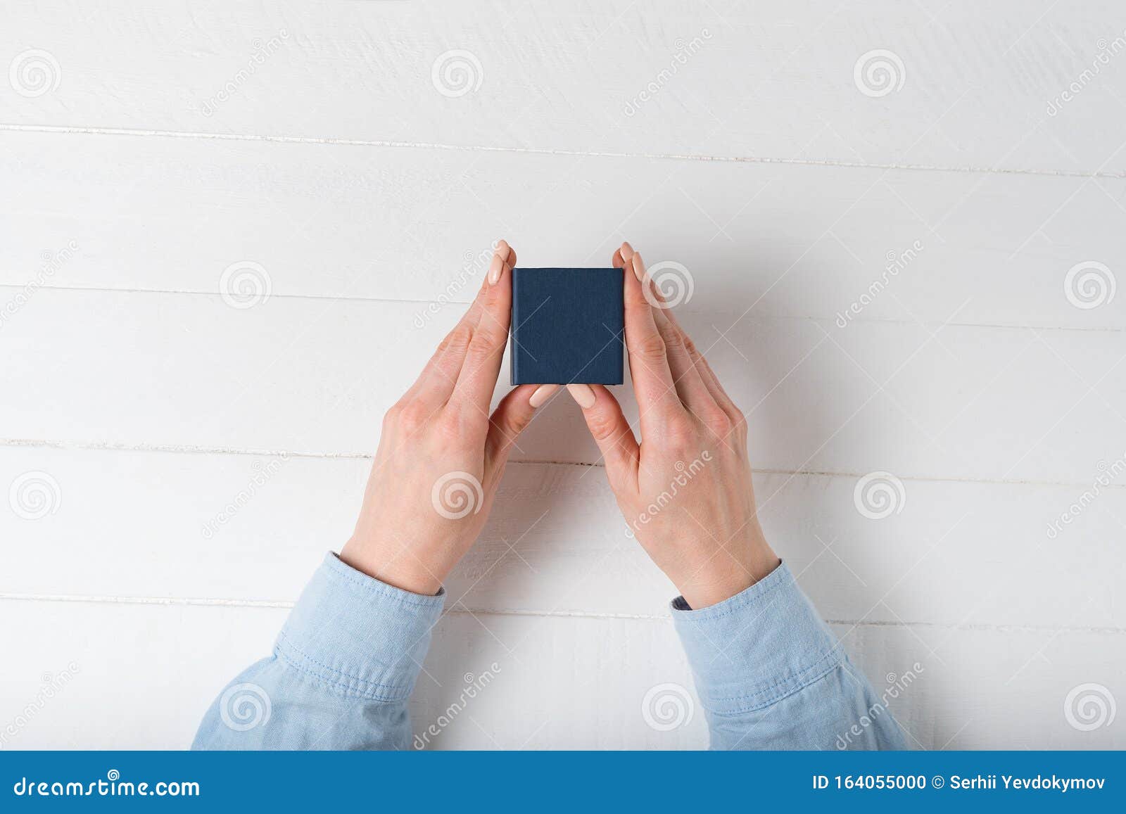 Small Blue Box in Female Hands. Present Stock Photo - Image of blue ...