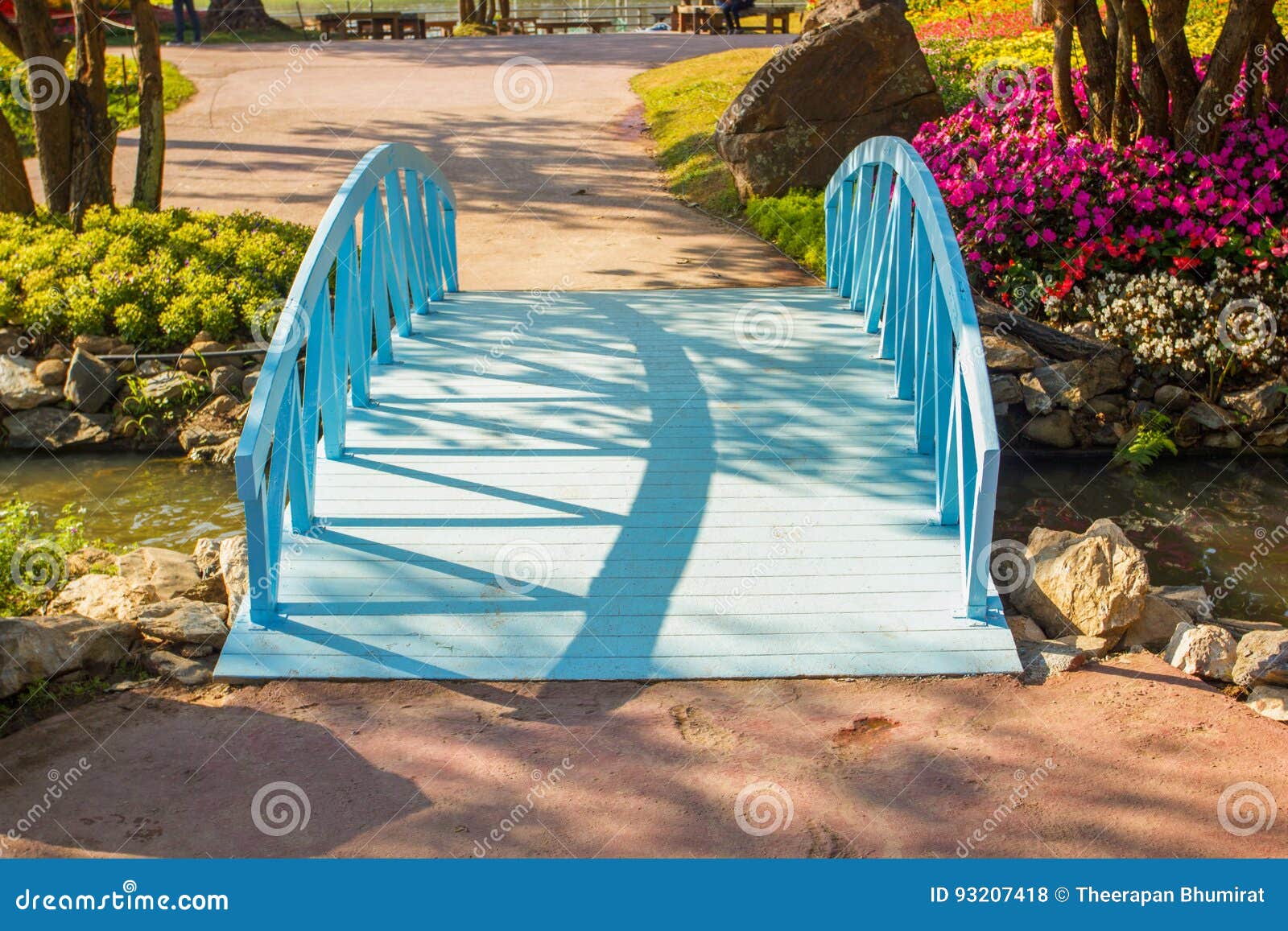 Small blue bridge stock photo. Image of nature, lake - 93207418
