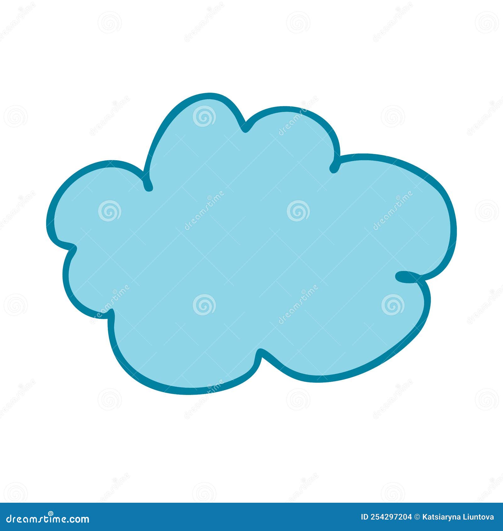 A Small Blue Cloud with a Stroke. Vector Illustration in Hand Drawn ...