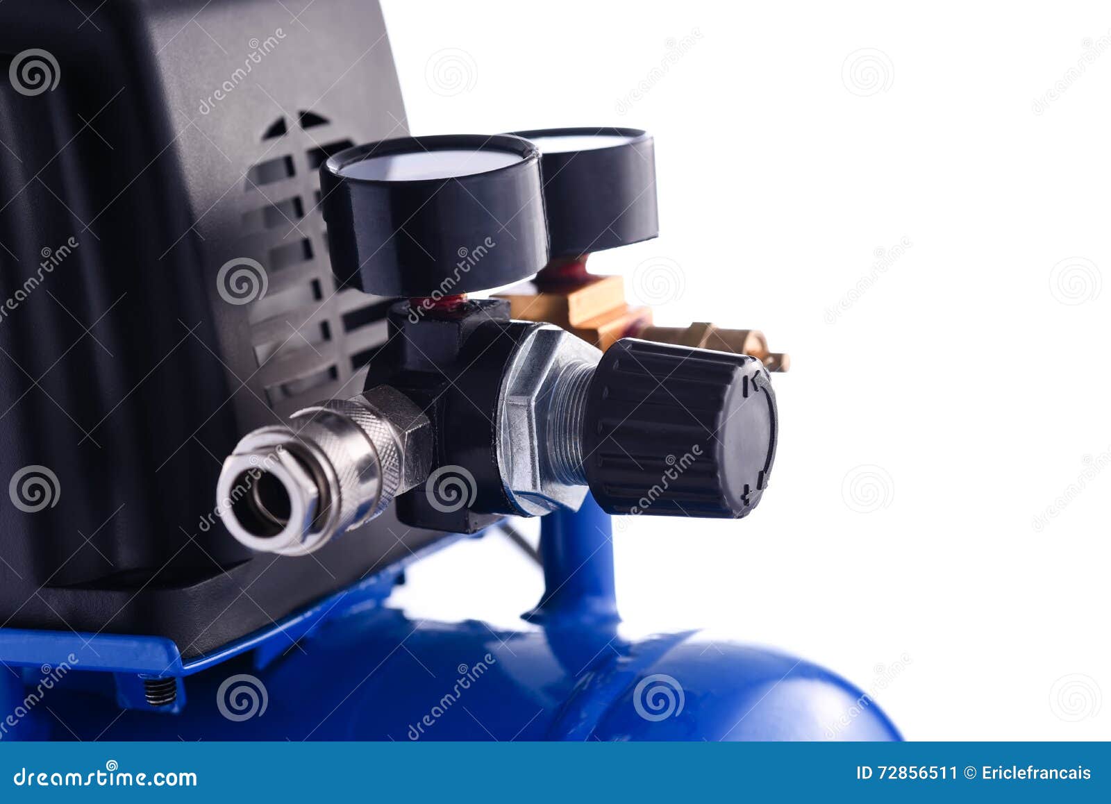 Small Blue Compressor Pressure Gage Details Isolated on White Stock ...