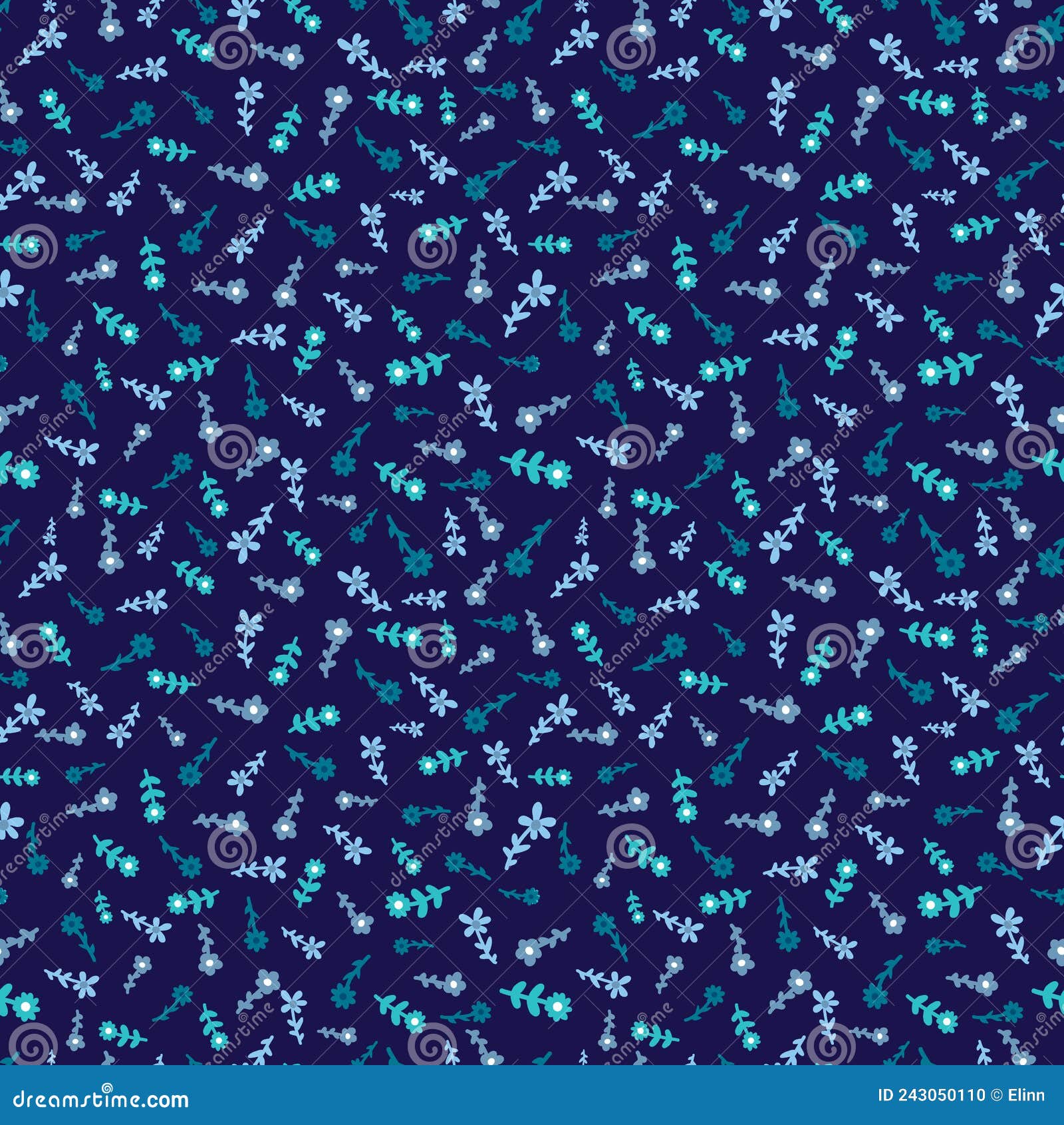 Small Blue Ditsy Flowers Seamless Pattern Illustration Background Stock ...