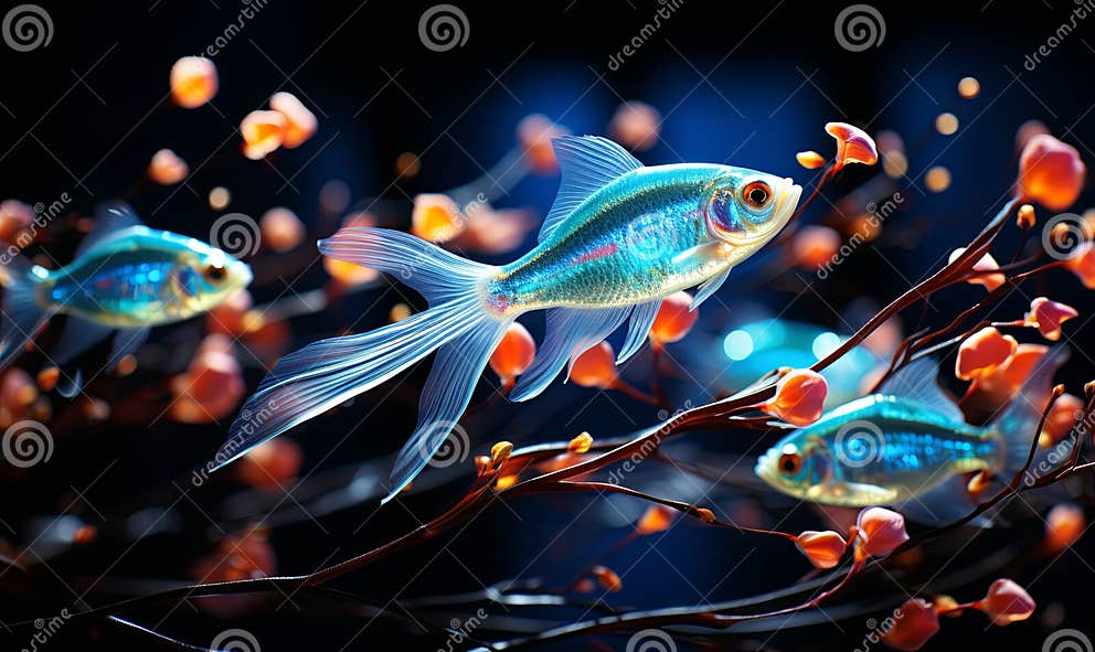 Small Blue Fish Group on Tree Stock Image - Image of perch, wildlife ...