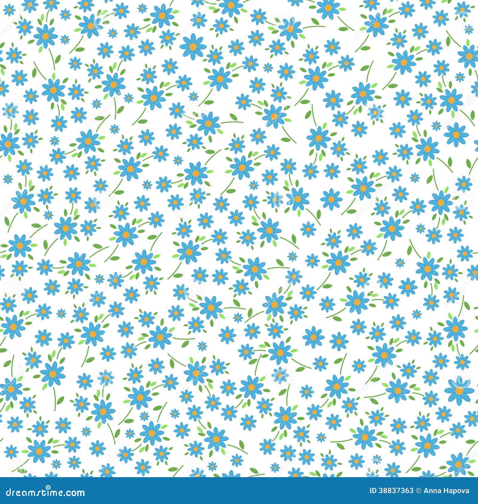 Small Blue Flowers Seamless Pattern Stock Illustration - Illustration ...