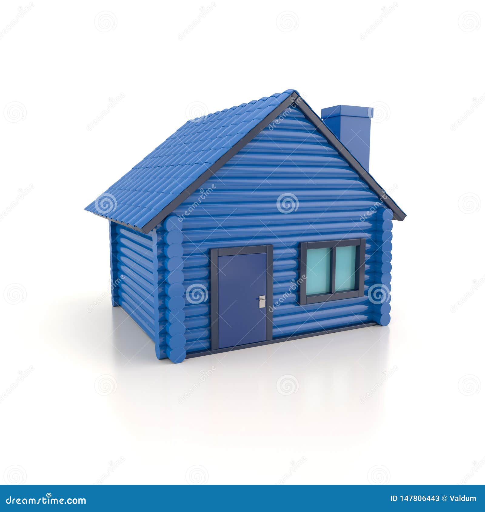 Small Blue House Icon 3d Illustration Stock Illustration - Illustration ...