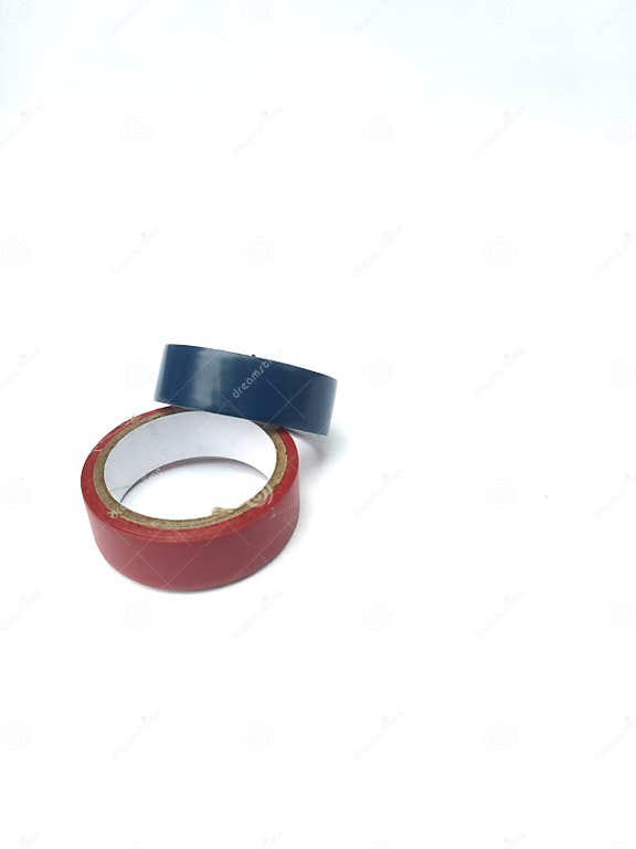 Small blue and red tape stock image. Image of paper - 223782803