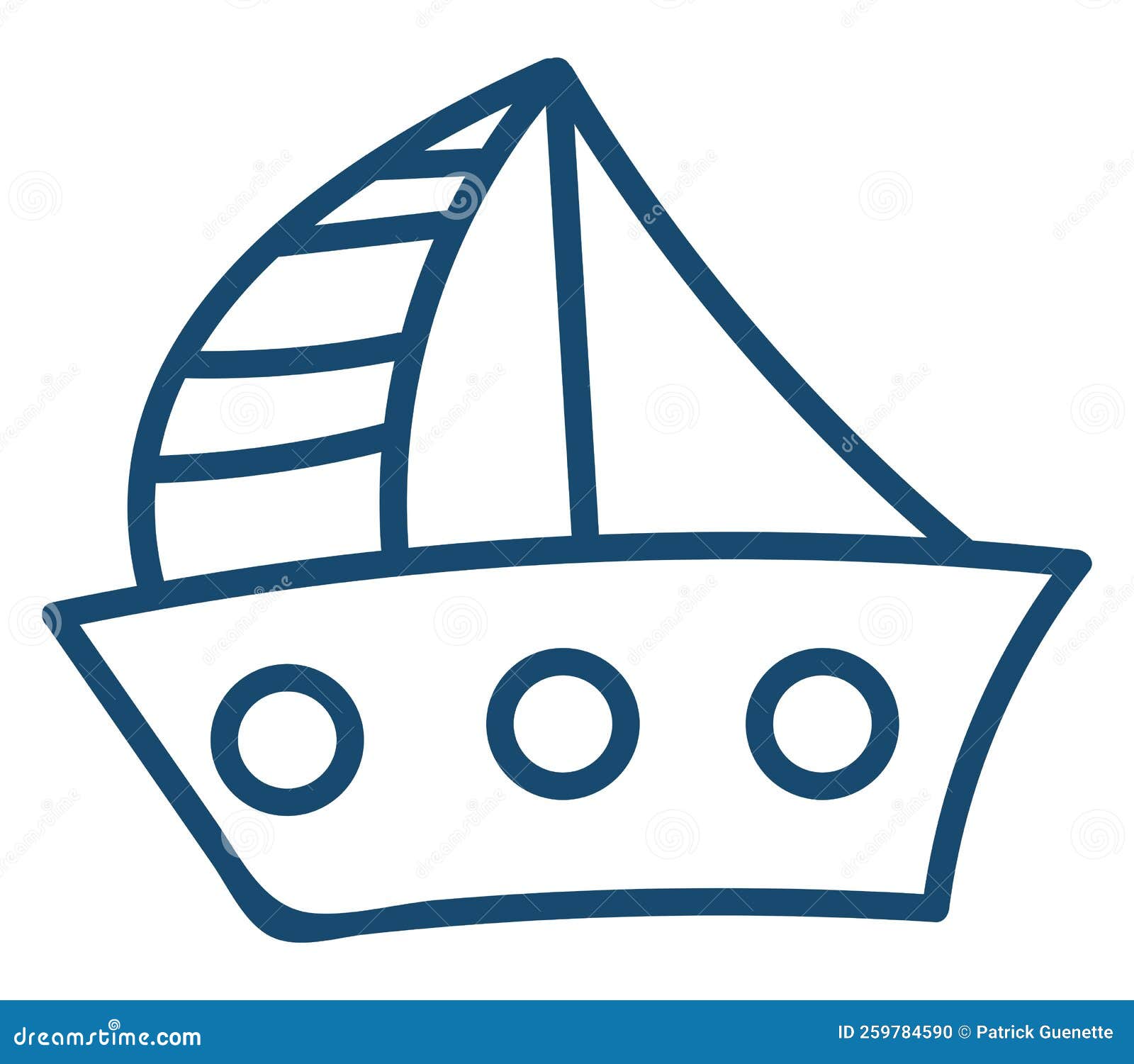 Small blue ship, icon stock vector. Illustration of yacht - 259784590