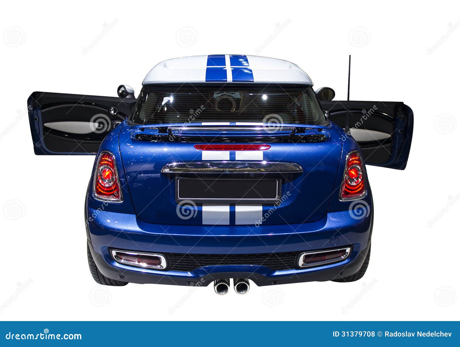 Small Blue Sport Car Isolated Stock Photo - Image of automobile, flag ...