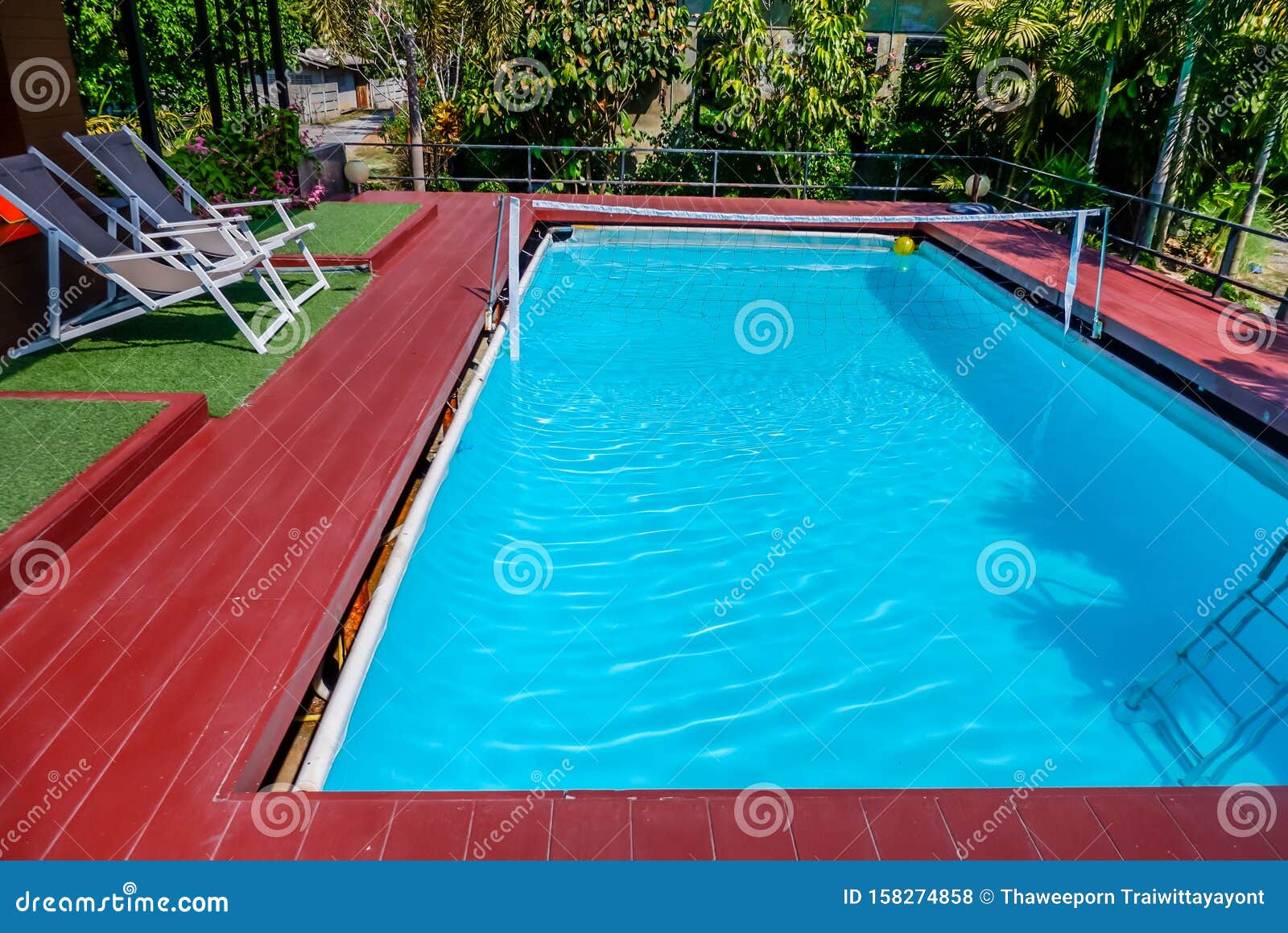 Small Swimming Pool with Volleyball Net Stock Photo - Image of blue ...