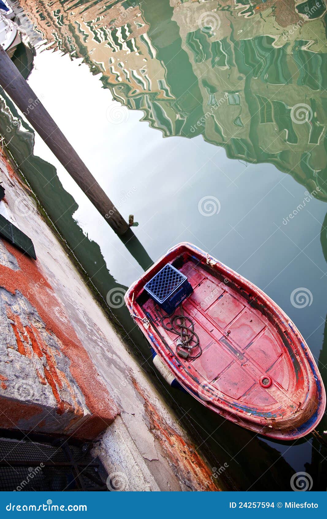 Small Boat on a Canal in Venice Stock Photo - Image of venice, landmark ...