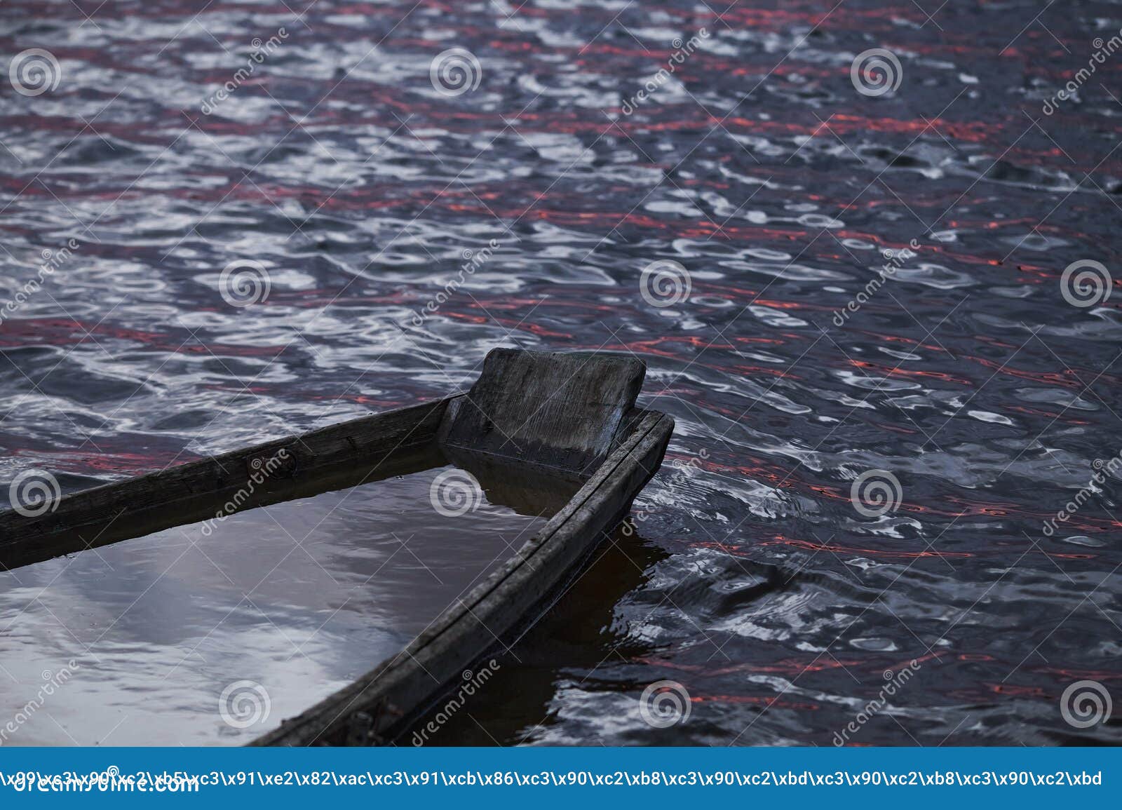 Small Boat Sank in the Water Night Sunset. Stock Photo - Image of ...