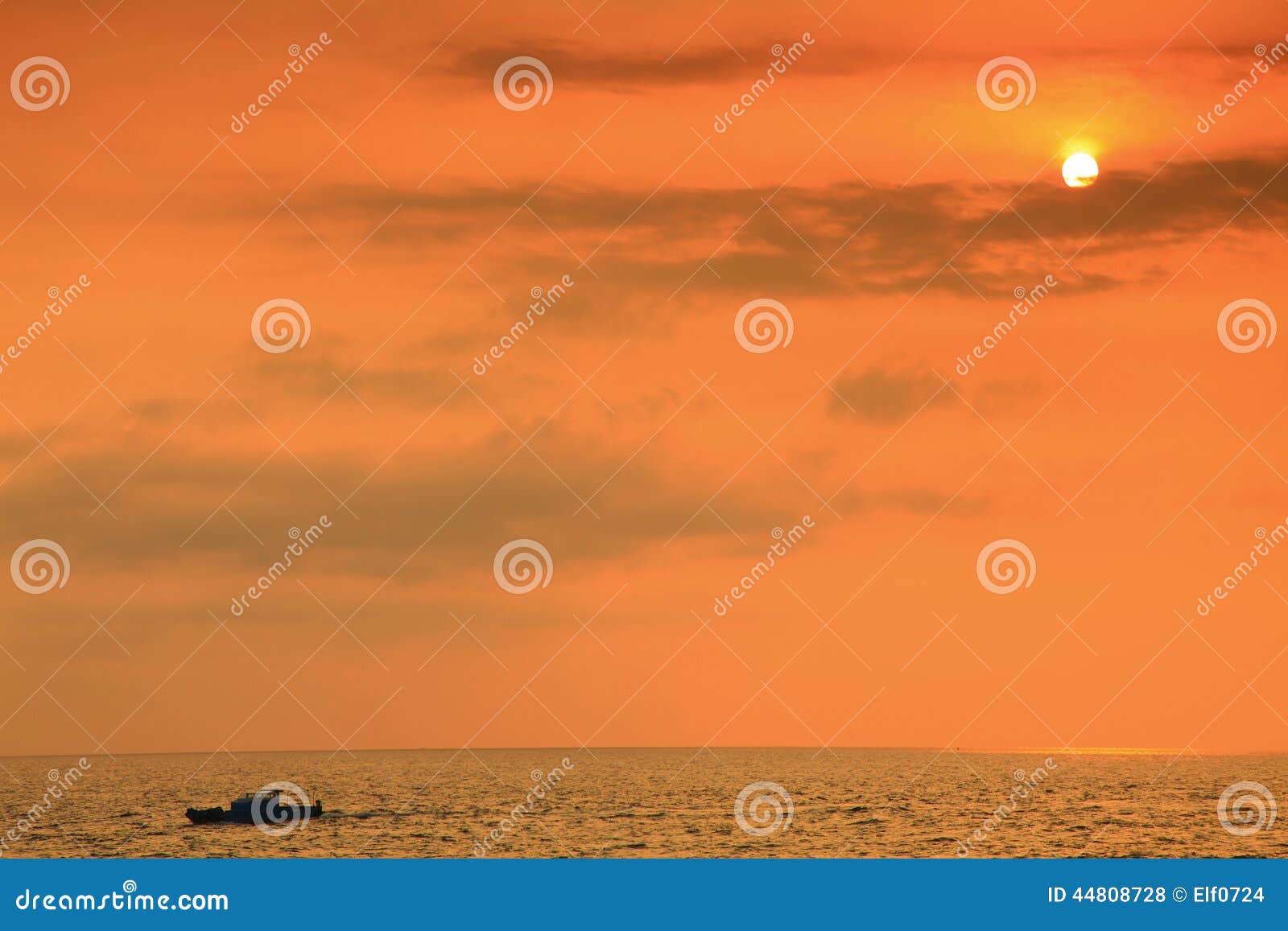 Small boat and sunset stock photo. Image of reflect, sunny - 44808728