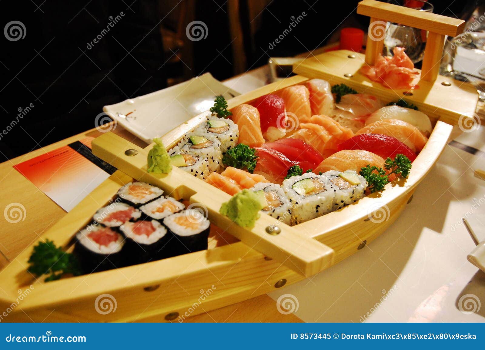 Small boat with sushi v3 stock image. Image of japan, boat - 8573445