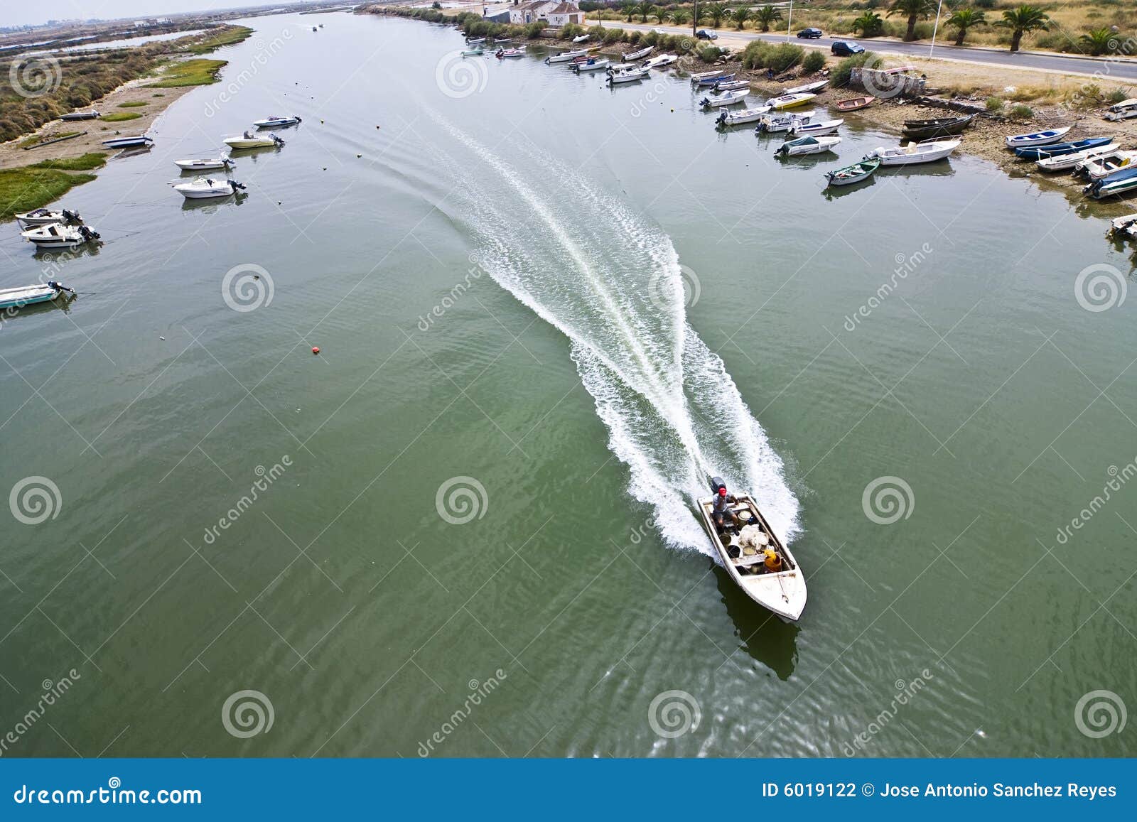 Small boat water channel stock photo. Image of fishing - 6019122