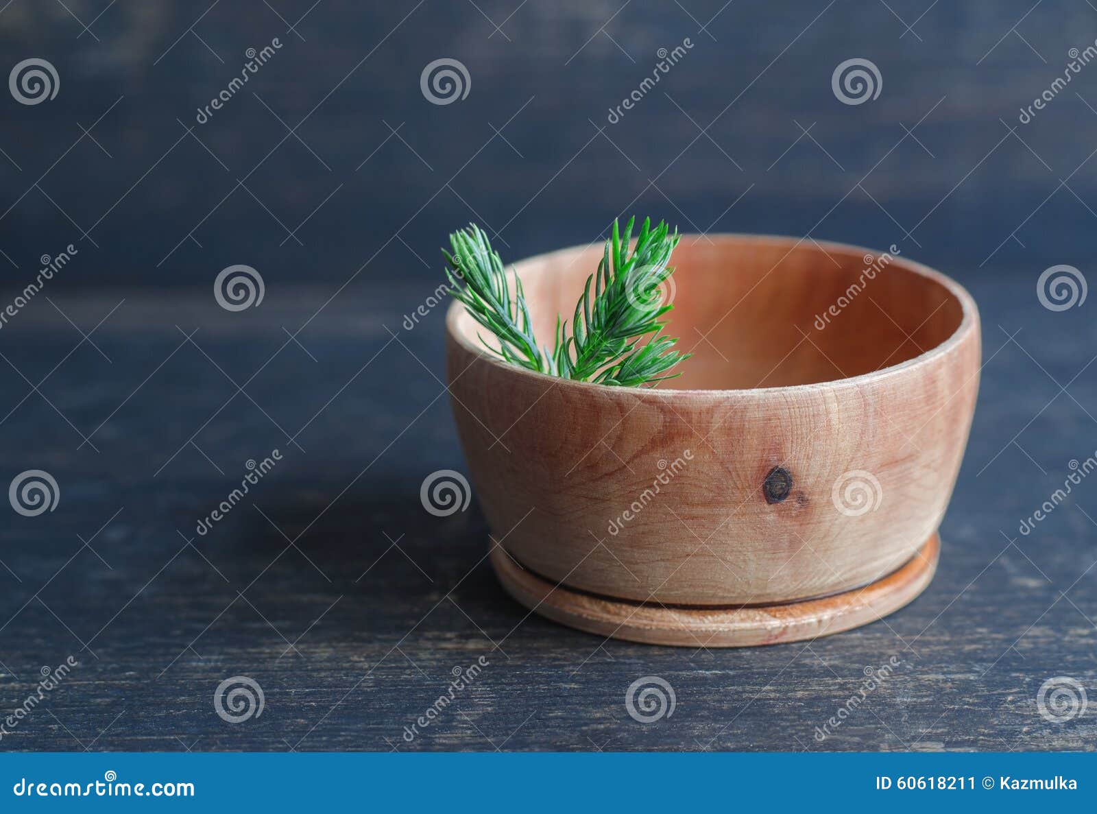 Small Bowl Made of Juniper Wood with Juniper Branch Stock Image - Image ...