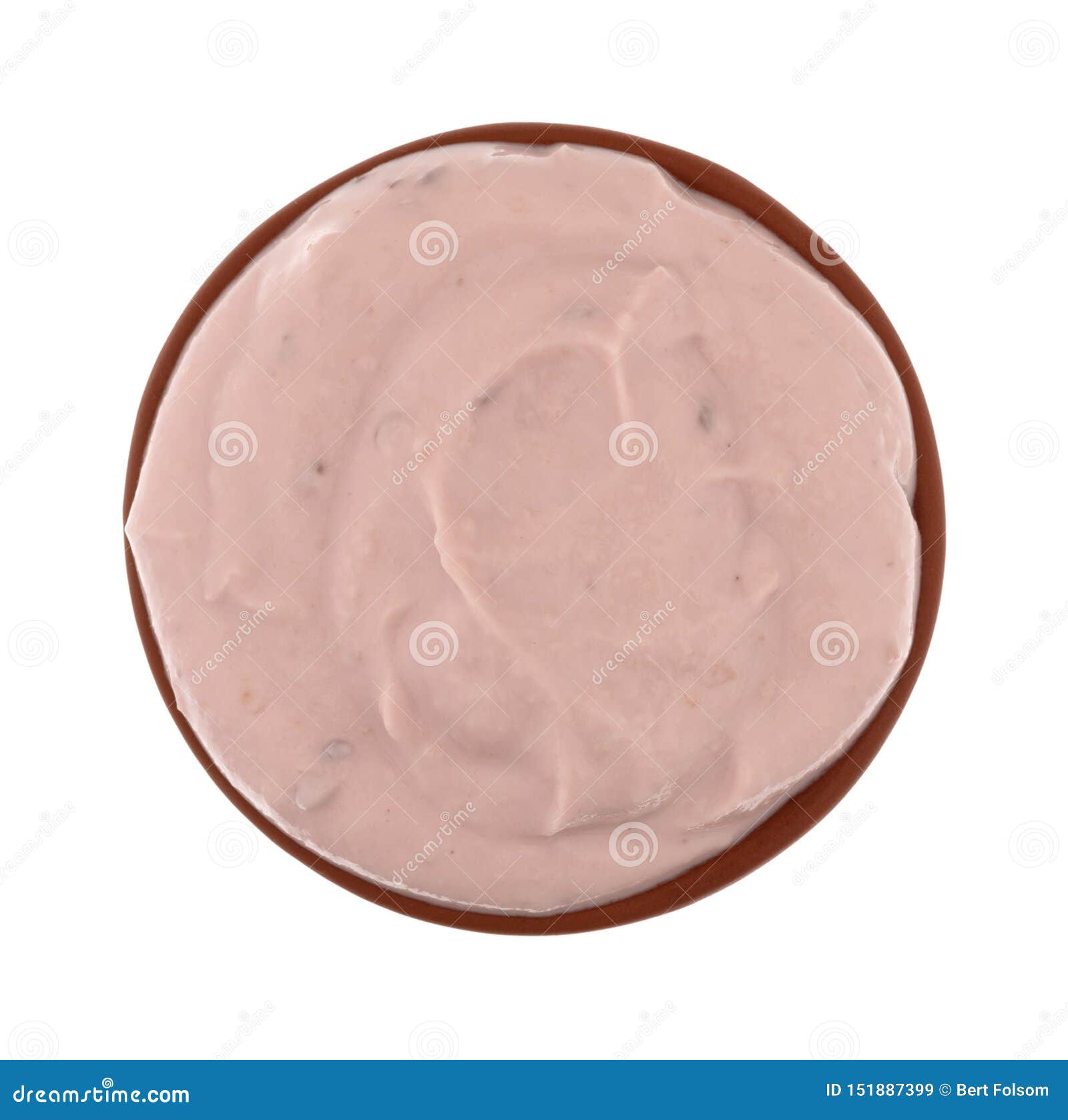 Small Bowl of Red Raspberry Yogurt on a White Background Top View Stock ...