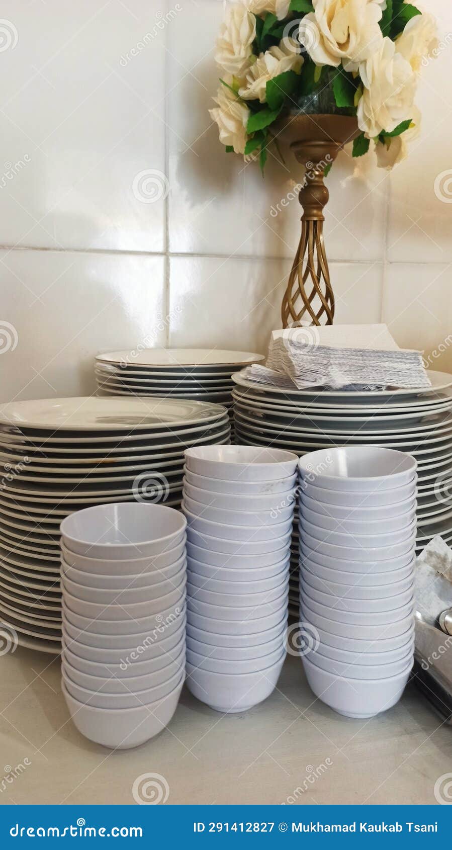 Small Bowls and Plates on the Dining Table Stock Image - Image of stack ...