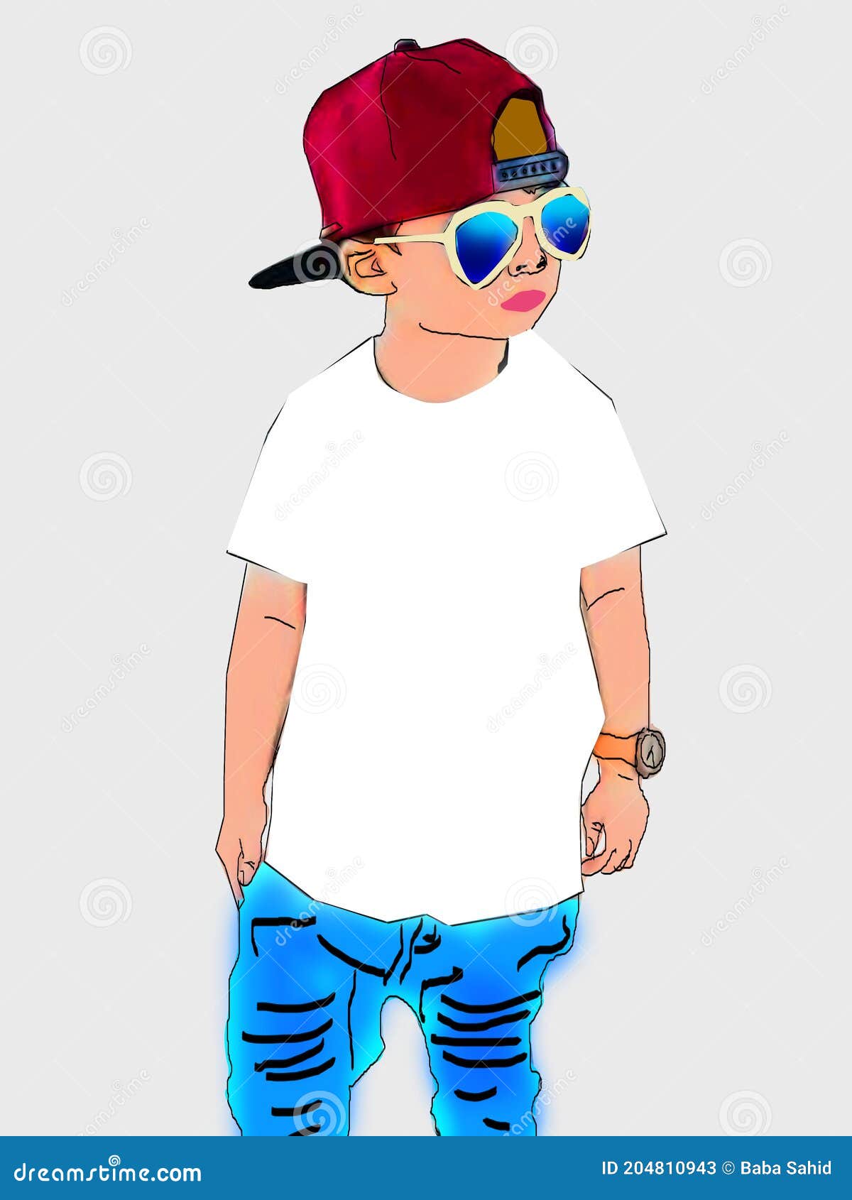 Small Boy Art Drawing In Illustrator Stock Illustration | CartoonDealer ...