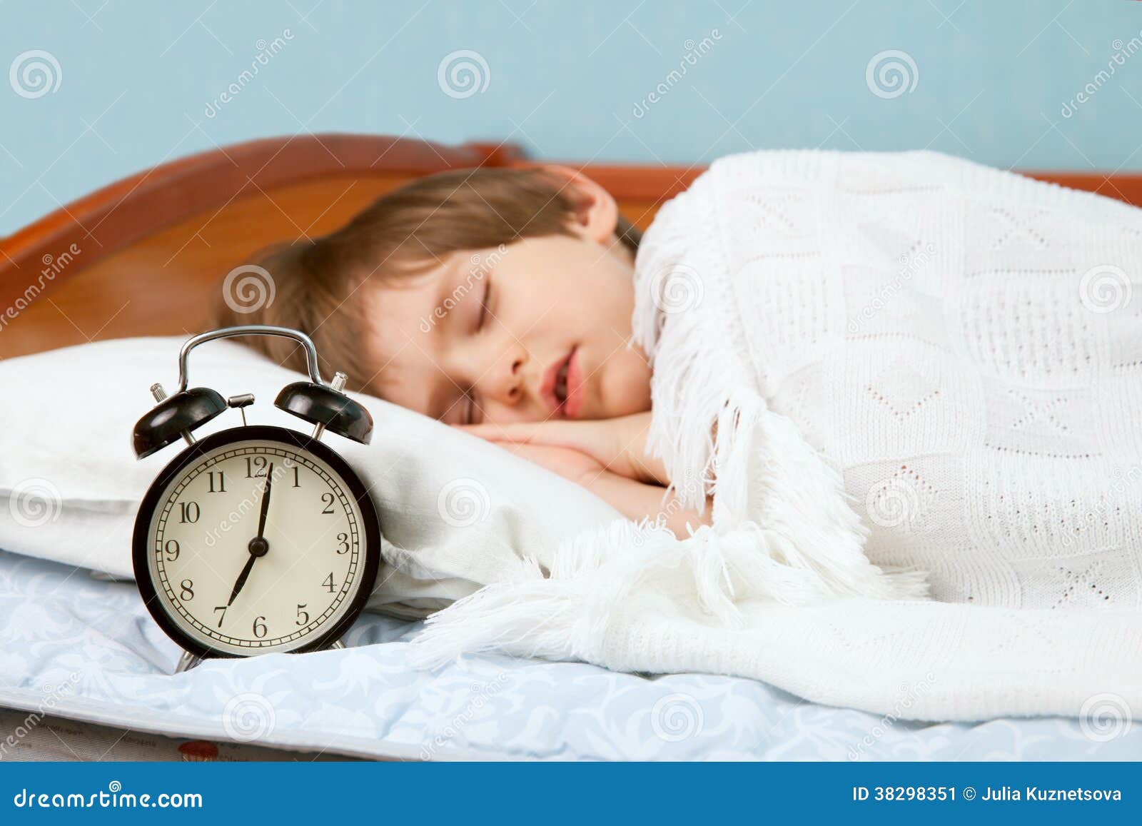 The small boy in bed stock image. Image of night, innocent - 38298351