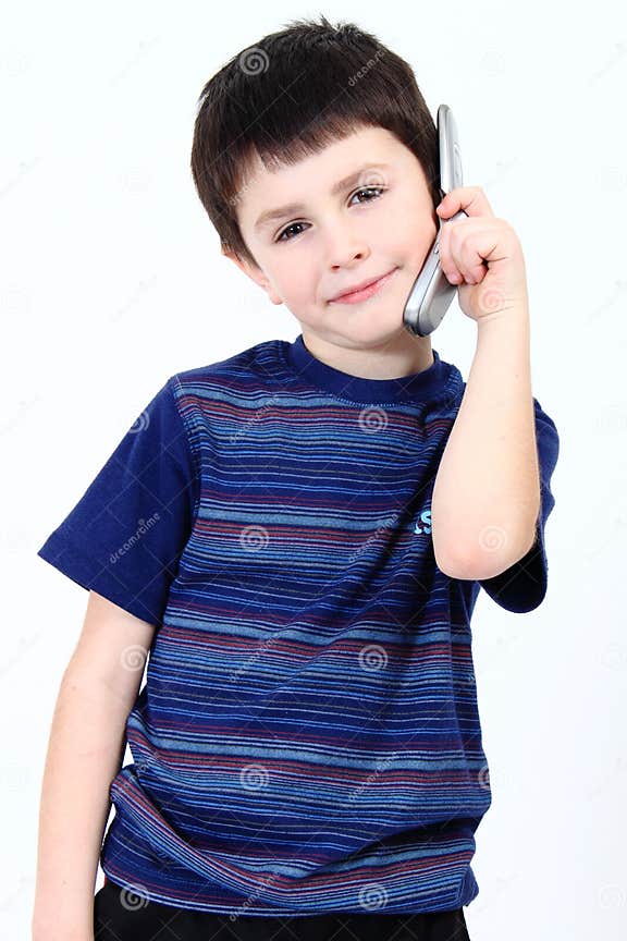 Small Boy Calling from Mobile Phone Stock Image - Image of holding ...