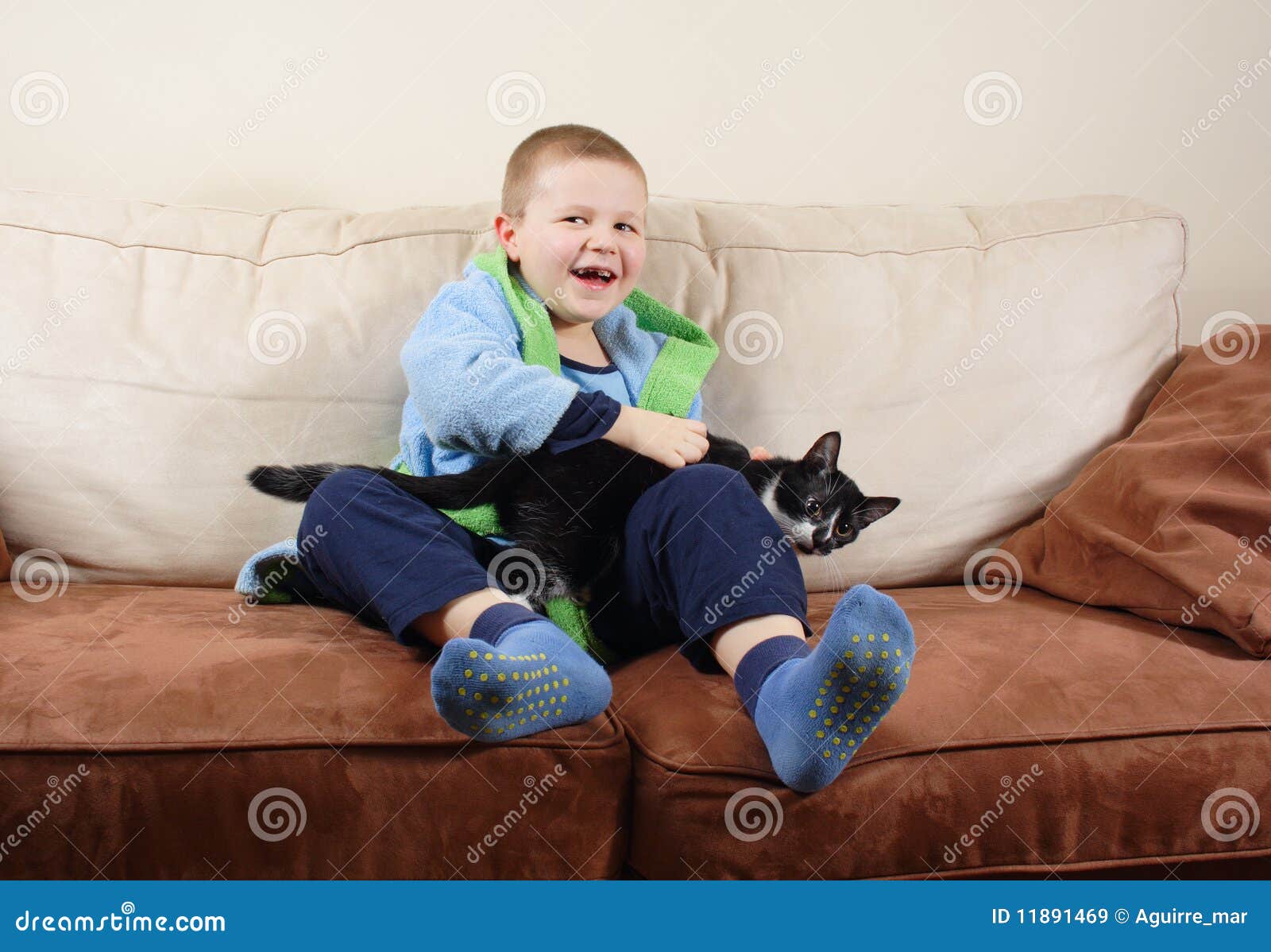 Small boy with cat stock image. Image of healthy, handsome - 11891469
