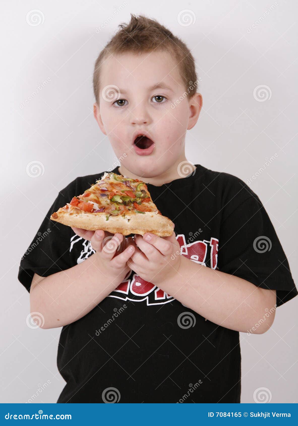 Small Boy Eating Pizza Slice Stock Image - Image of slice, pizza: 7084165