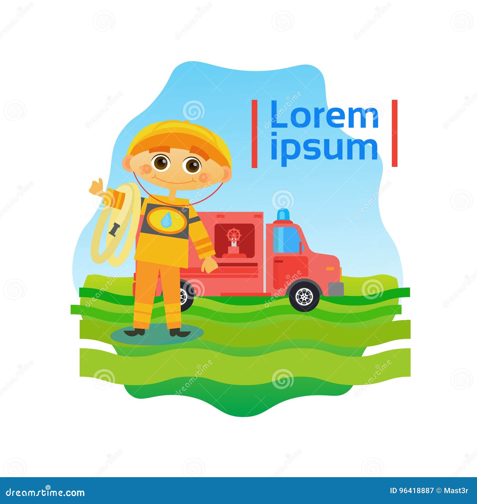 Small Boy Fireman Kid Fire Fighter Stock Vector - Illustration of ...