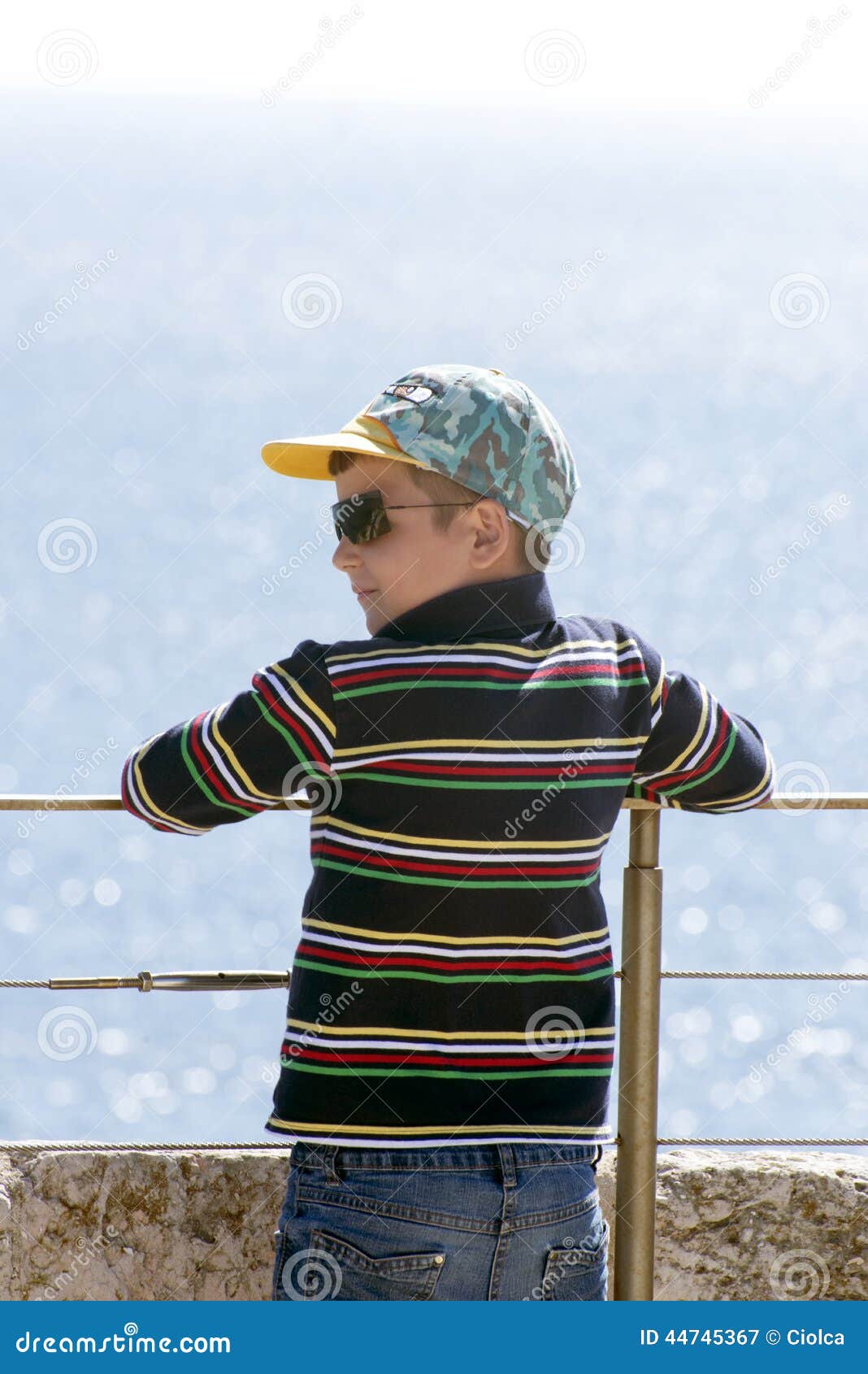 Small Boy Looking at the Sea Stock Image - Image of shirt, coastline ...