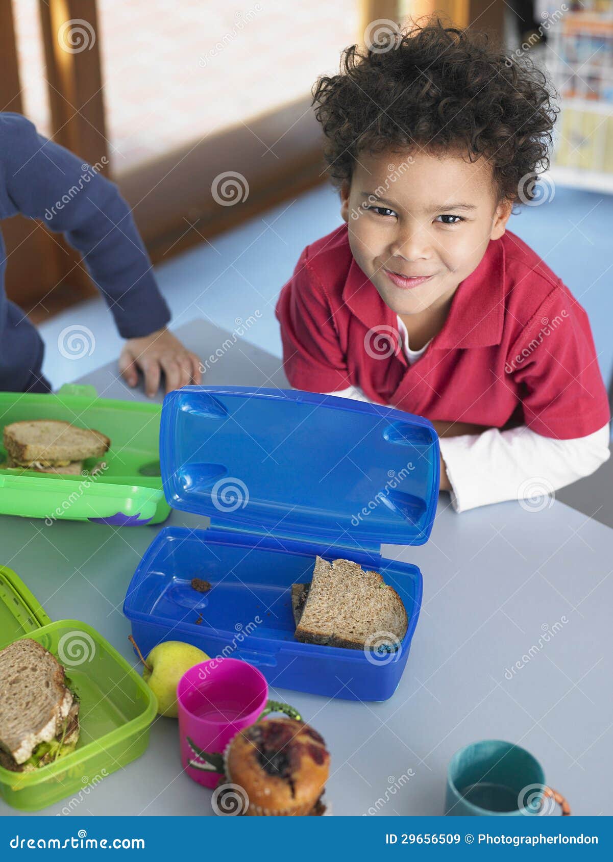 Small Boy with Lunch Box stock image. Image of casual - 29656509