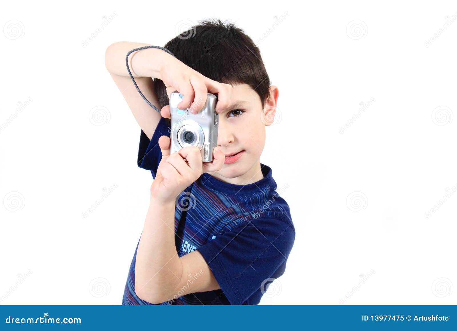 Small Boy Photographing Vwith Digital Camera Stock Image - Image of ...