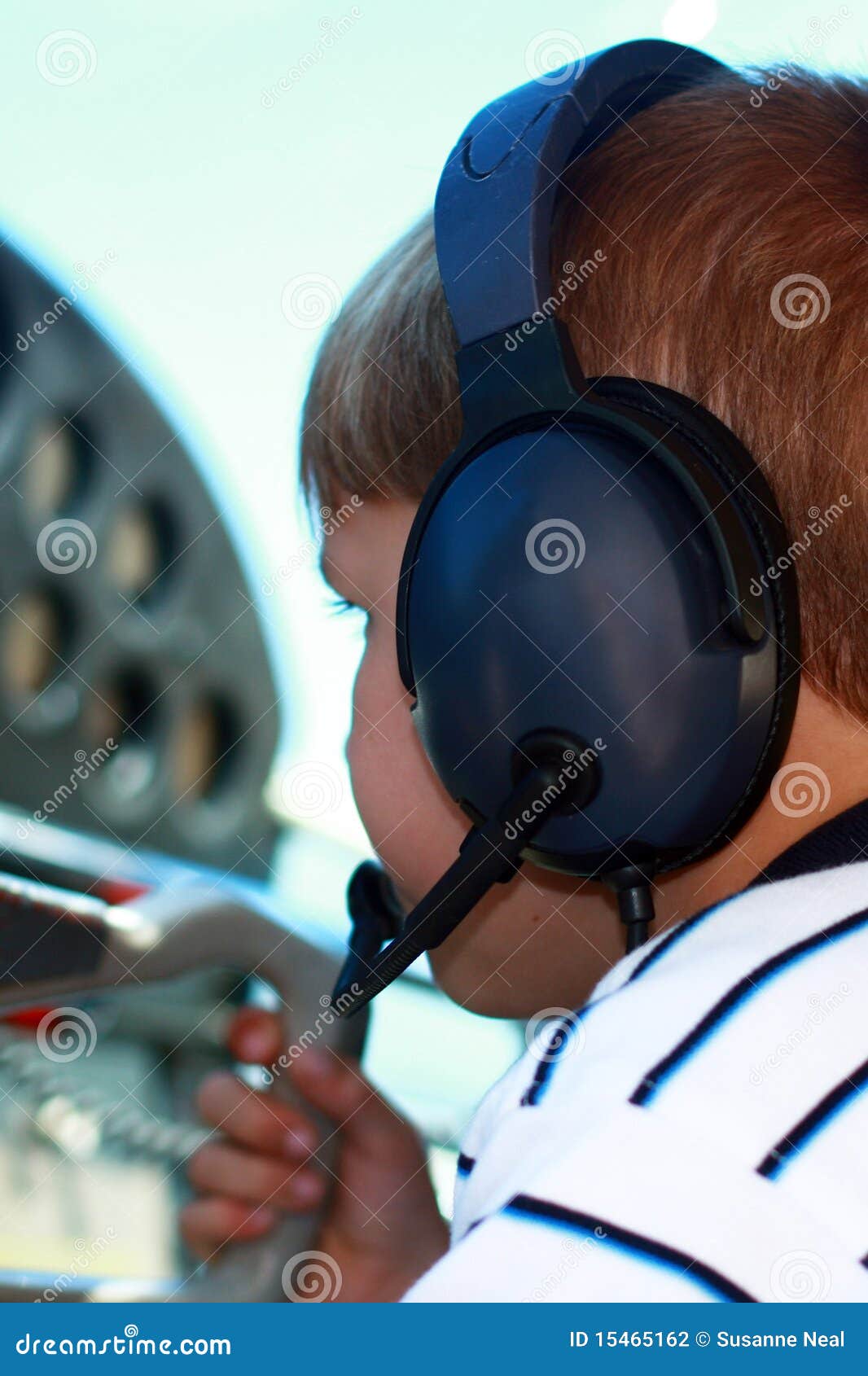 Small Boy Playing Pilot in Private Aircraft Stock Photo - Image of ...