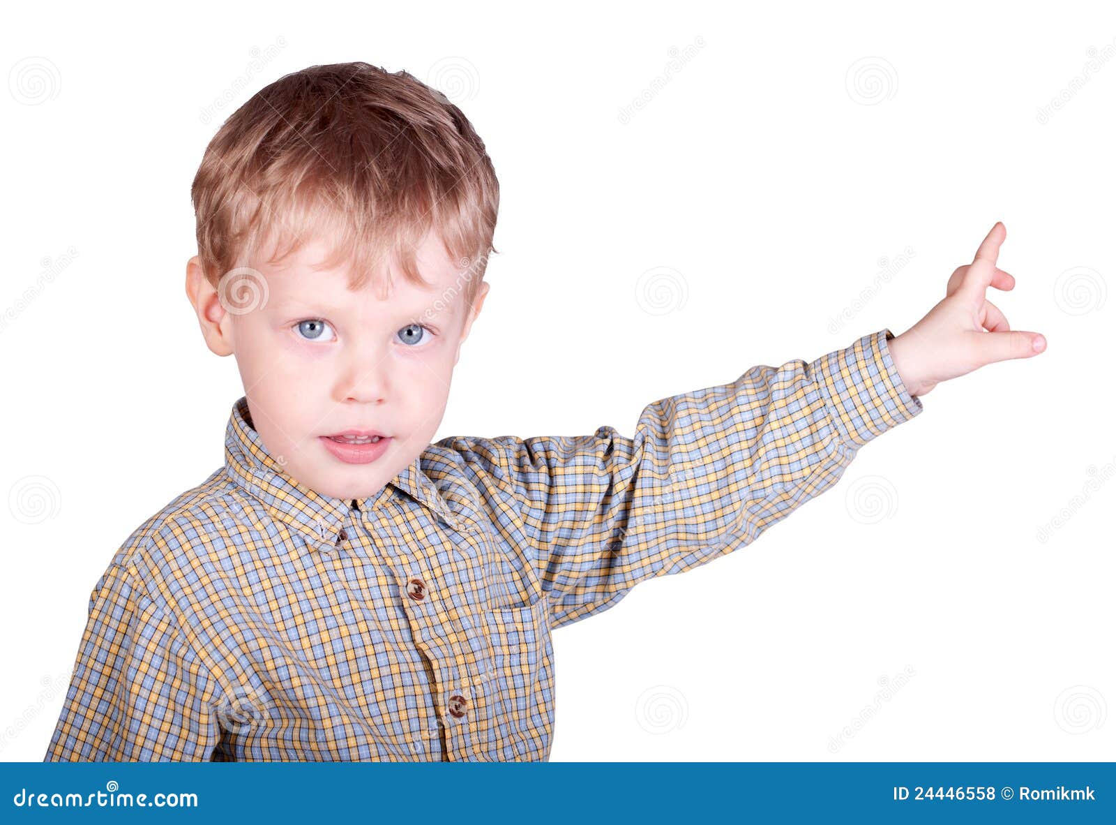 Small boy pointing forward stock photo. Image of single - 24446558