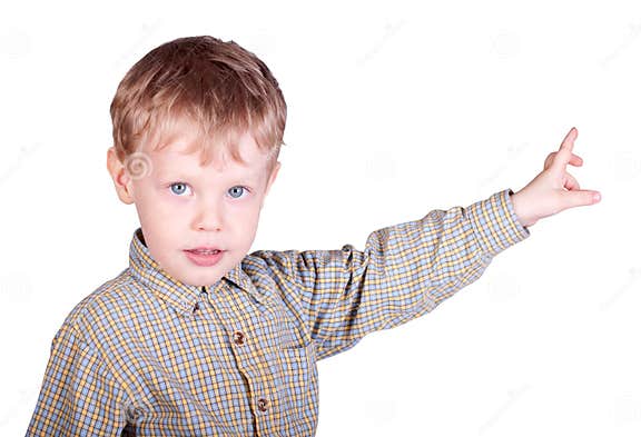 Small boy pointing forward stock photo. Image of single - 24446558