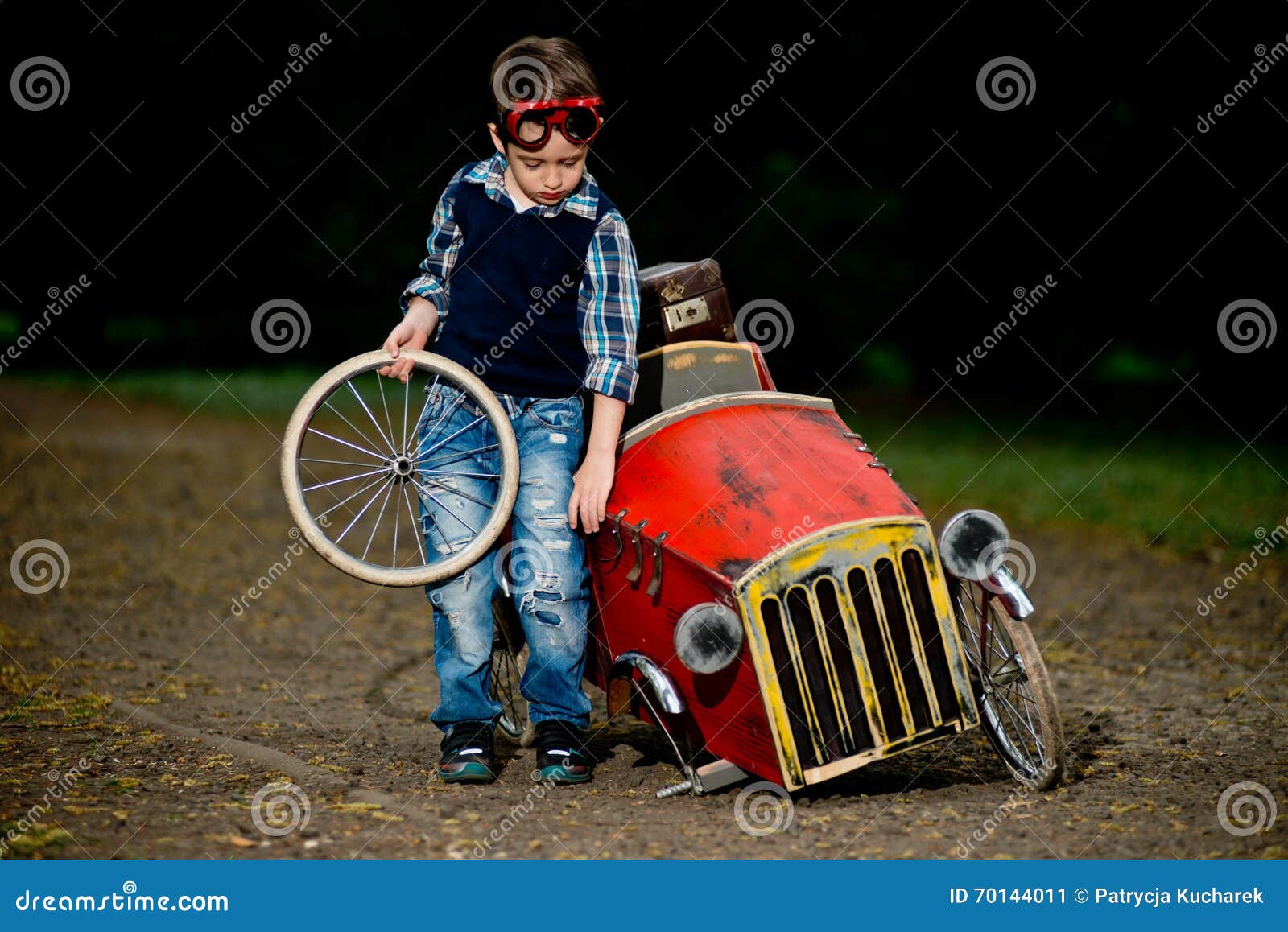 Small boy repair red car stock image. Image of caucasian - 70144011
