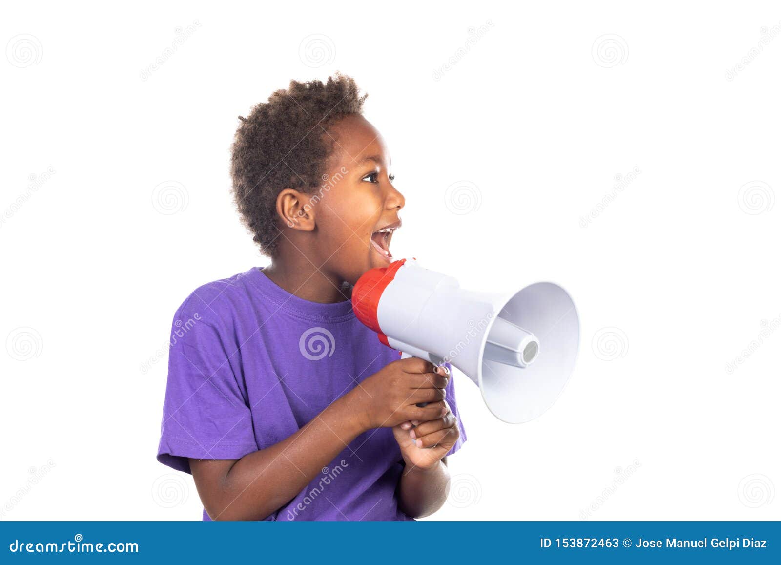 Small Boy Shouting through a Megaphone Stock Image - Image of person ...