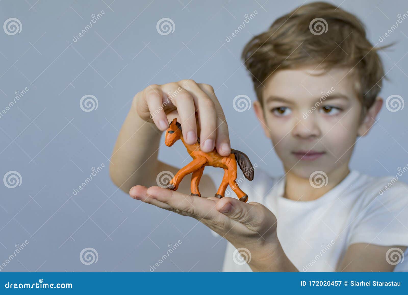 A Small Boy Shows a Plasticine Figure Stock Image - Image of caucasian ...