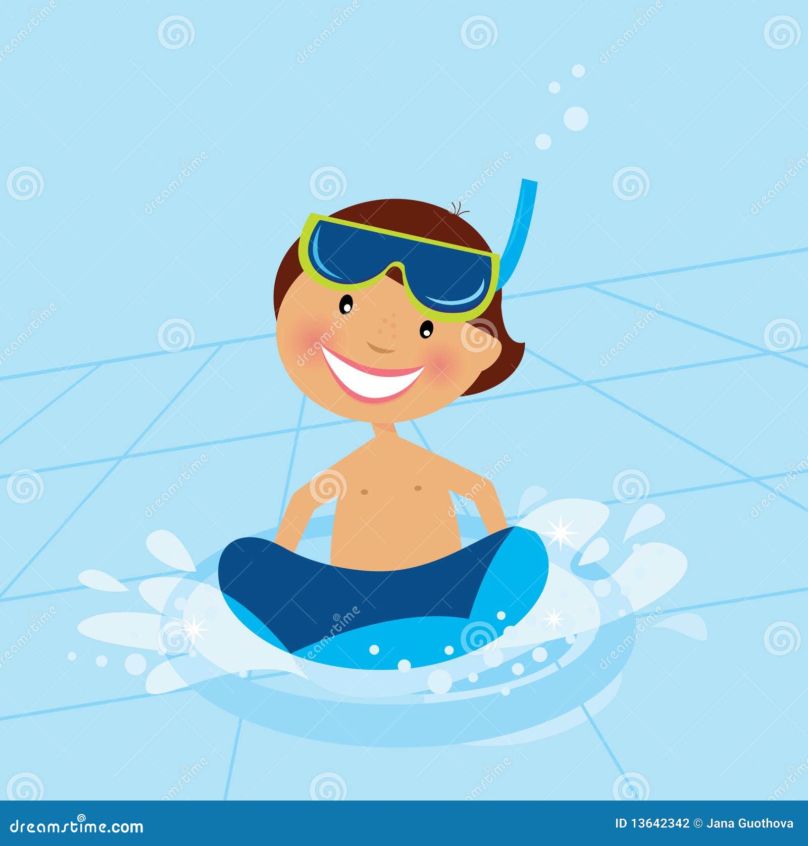 Small Boy Swimming in Water Pool Stock Vector - Illustration of ...