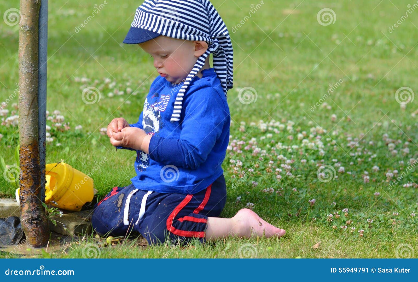 Small boy under the tree stock image. Image of bandana - 55949791