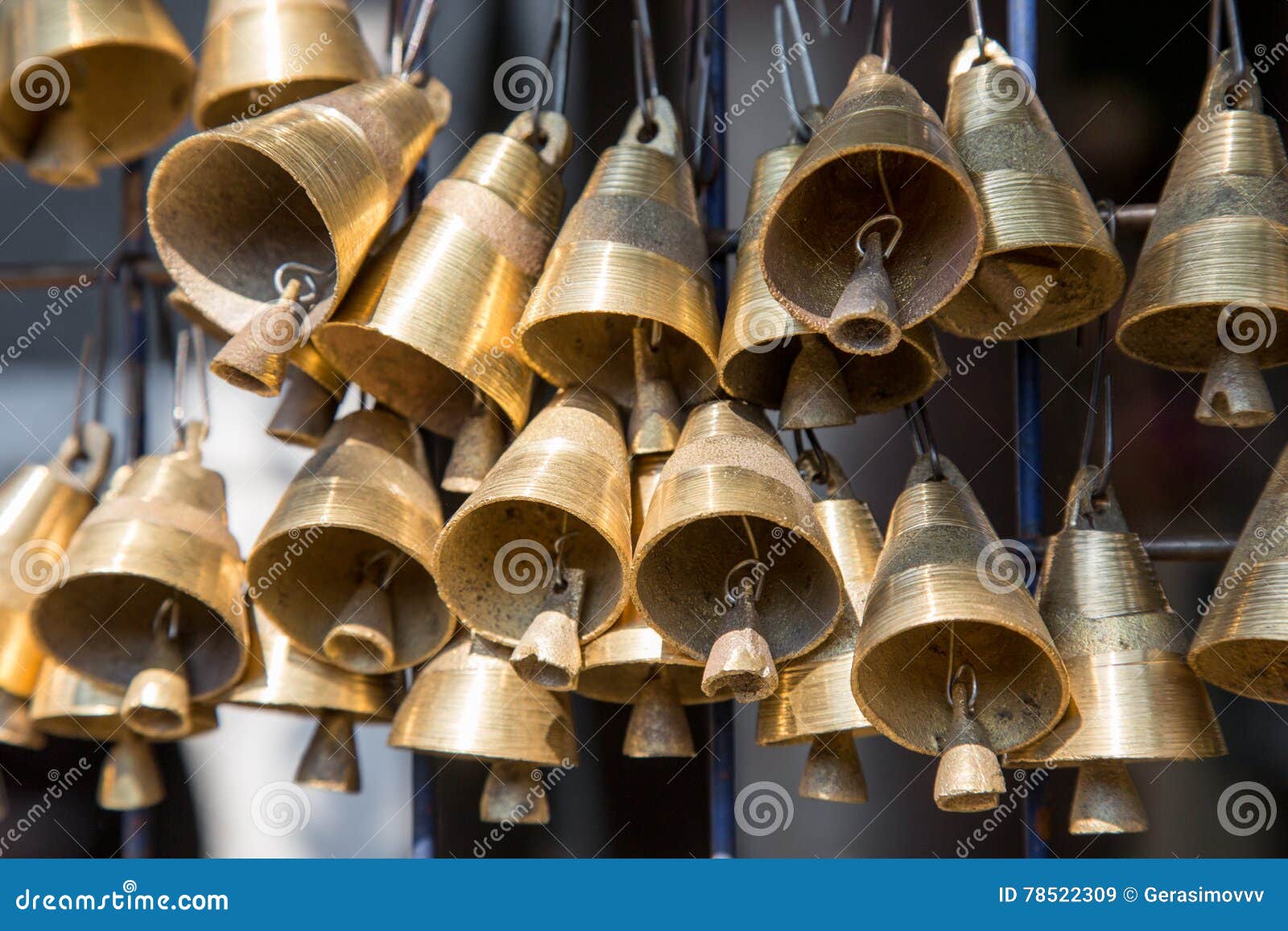 Small brass bells stock image. Image of bunch, antique - 78522309