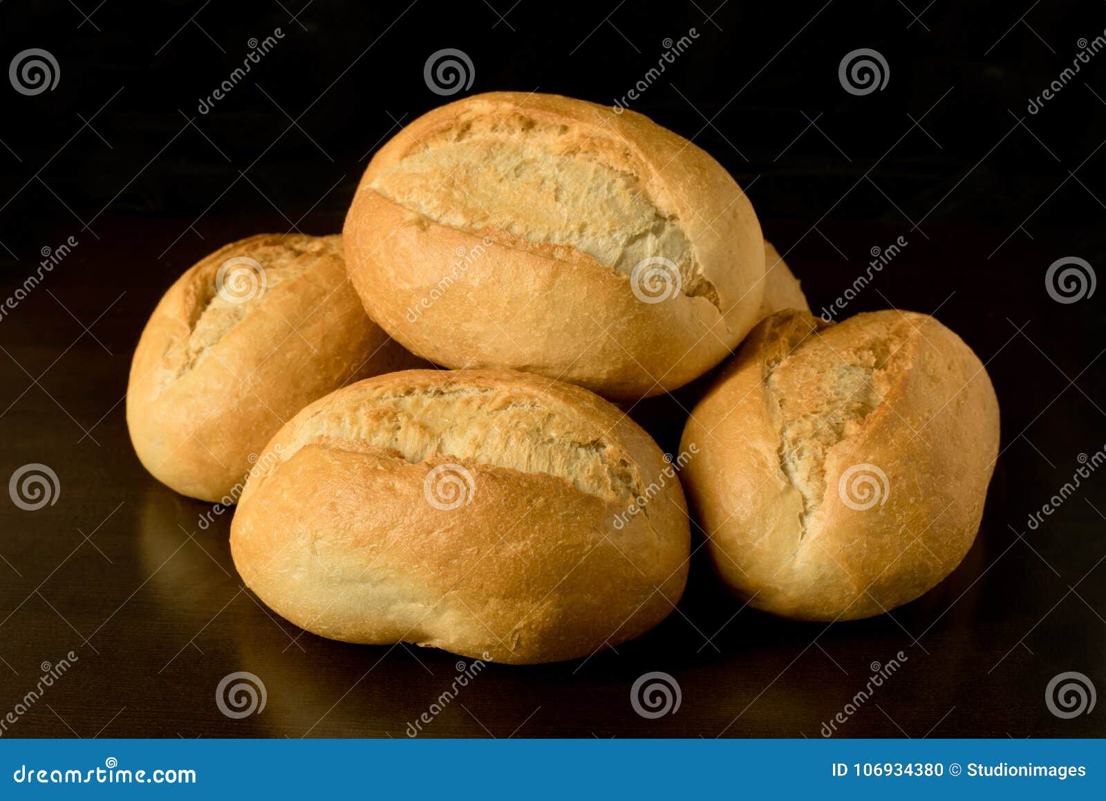 Small Bread Rolls, BrÃ¶tchen - Breakfast Rolls - on Dark Background Stock Photo - Image of ...
