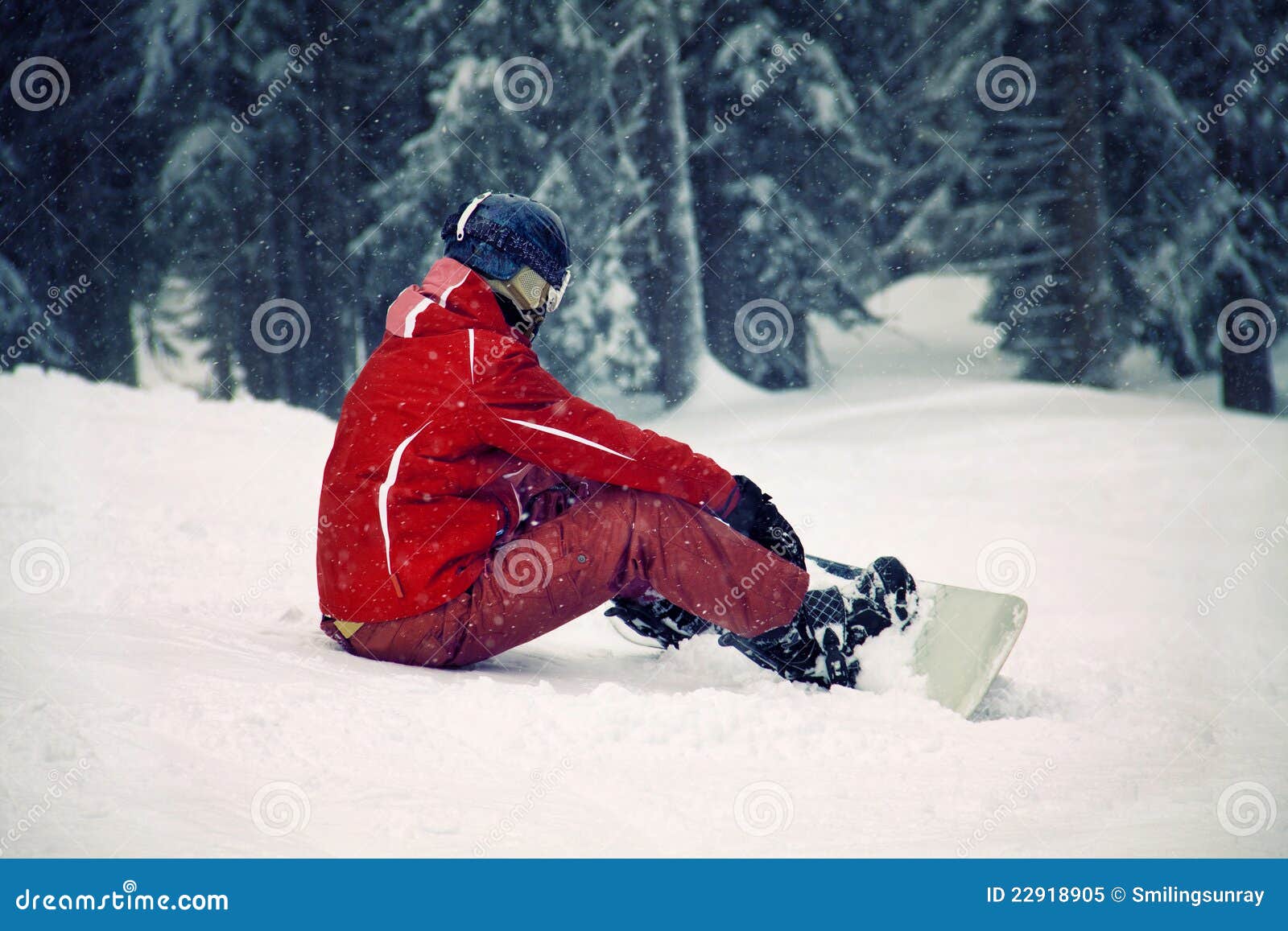Snowboard Rider Resting on the Hill Stock Image - Image of europe ...