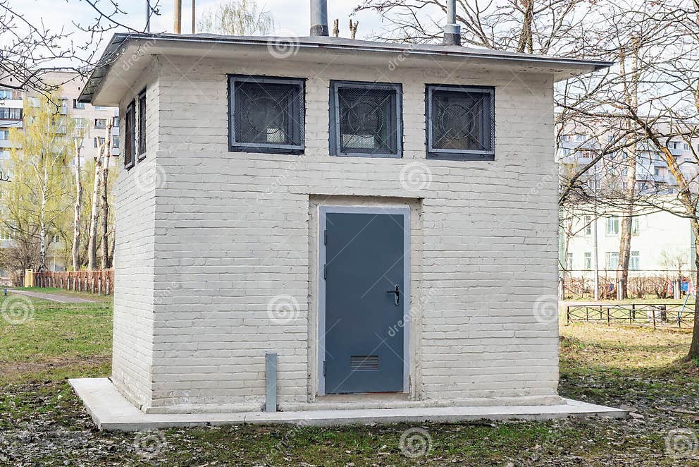 A Small Brick Building for Technical Purposes. Stock Image - Image of ...