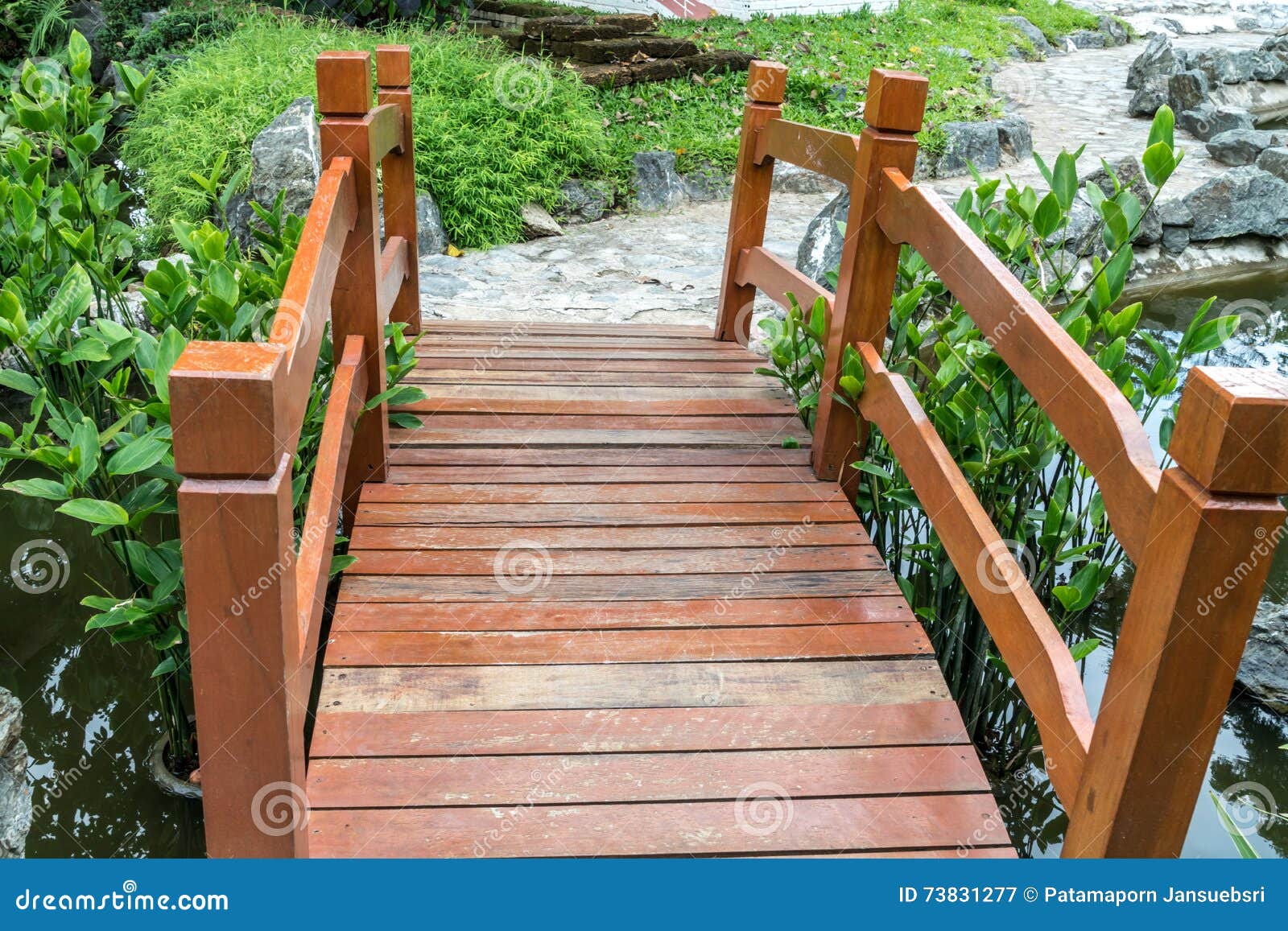 Small bridge in garden stock image. Image of stone, crossing - 73831277