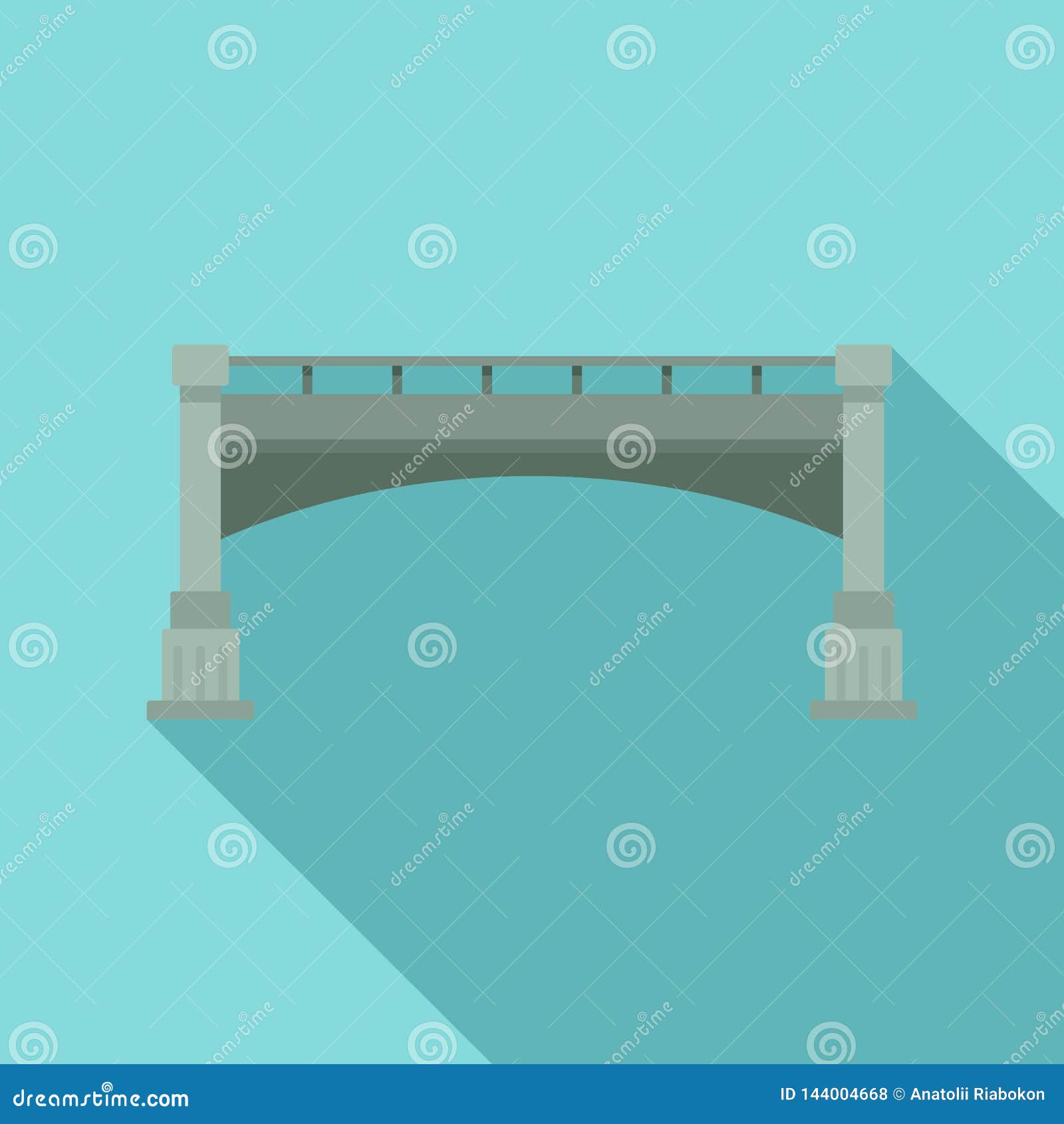 Small Bridge Icon, Flat Style Stock Vector - Illustration of river ...
