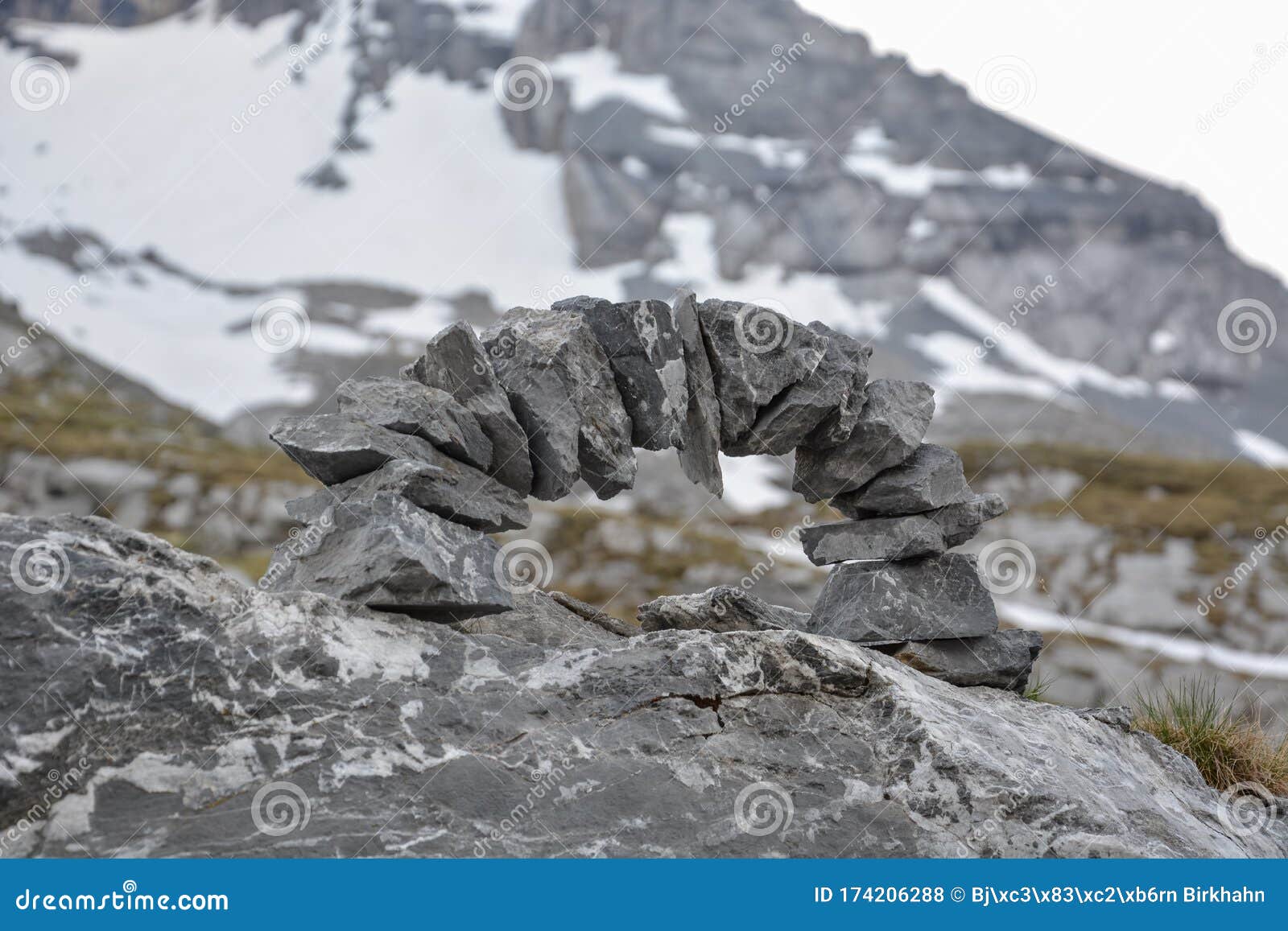 Small Bridge Made Out of Rocks in the Mountains Stock Photo - Image of ...