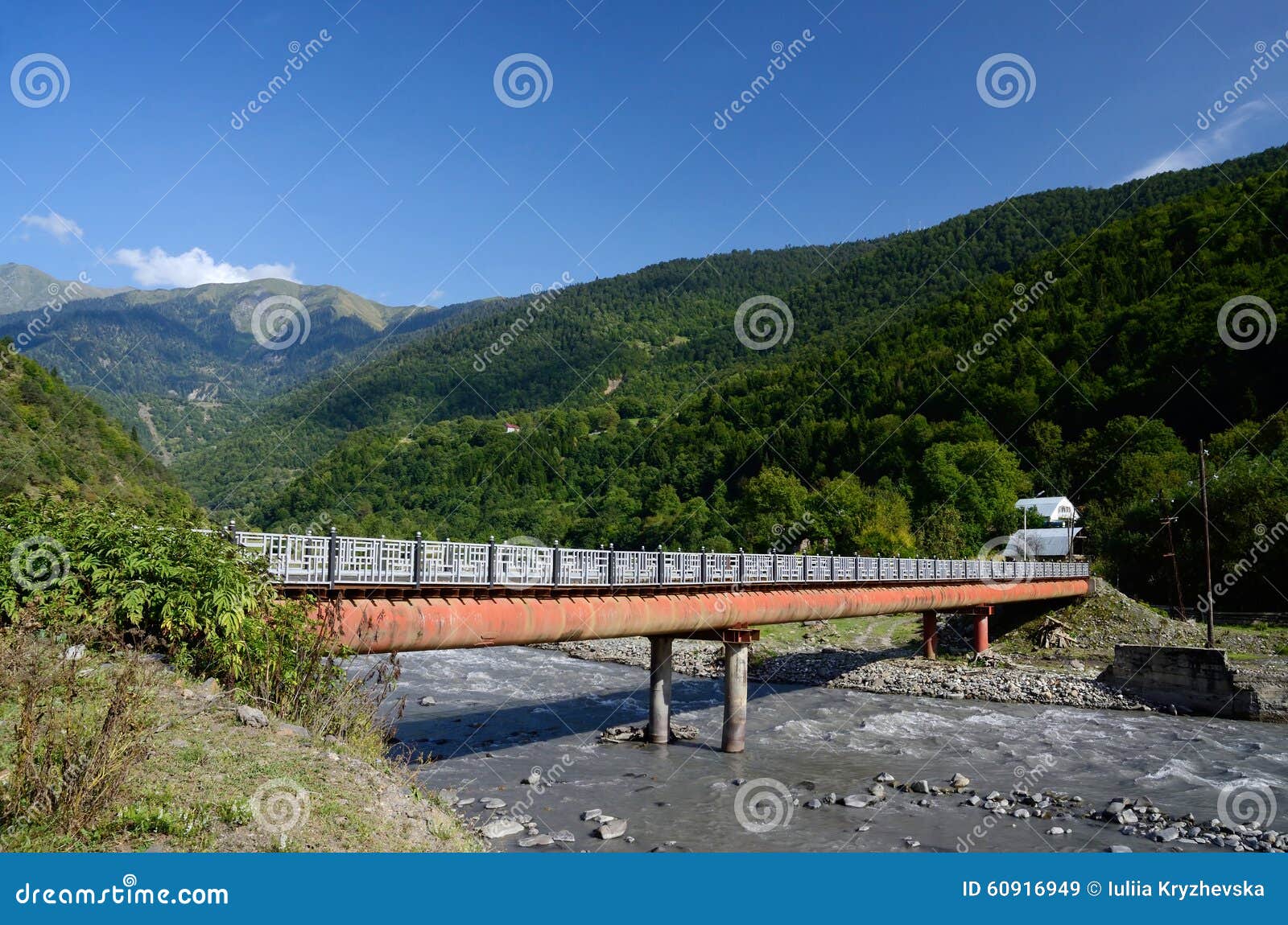 Small Bridge Over Mountain River in Upper Svaneti, Georgia Editorial ...