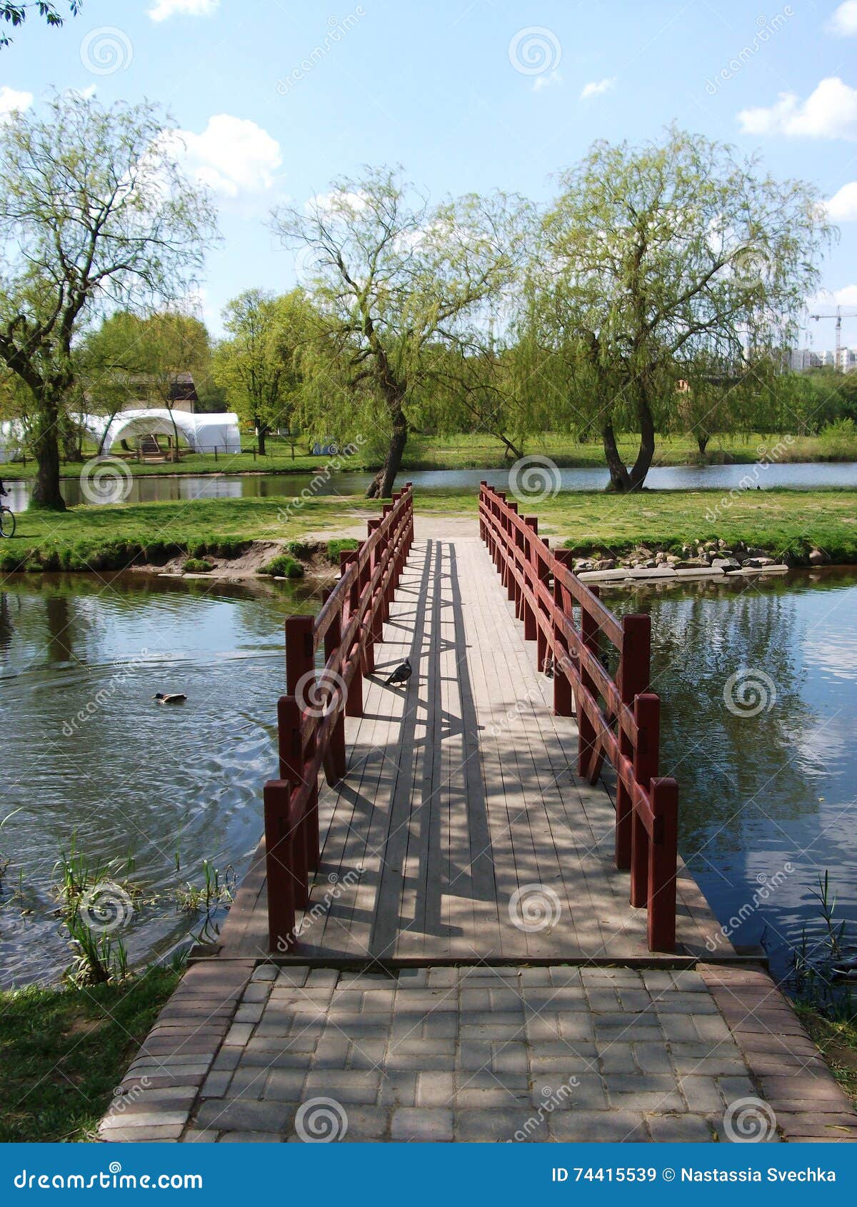 A Small Bridge Over a River Stock Image - Image of picturesque, park ...